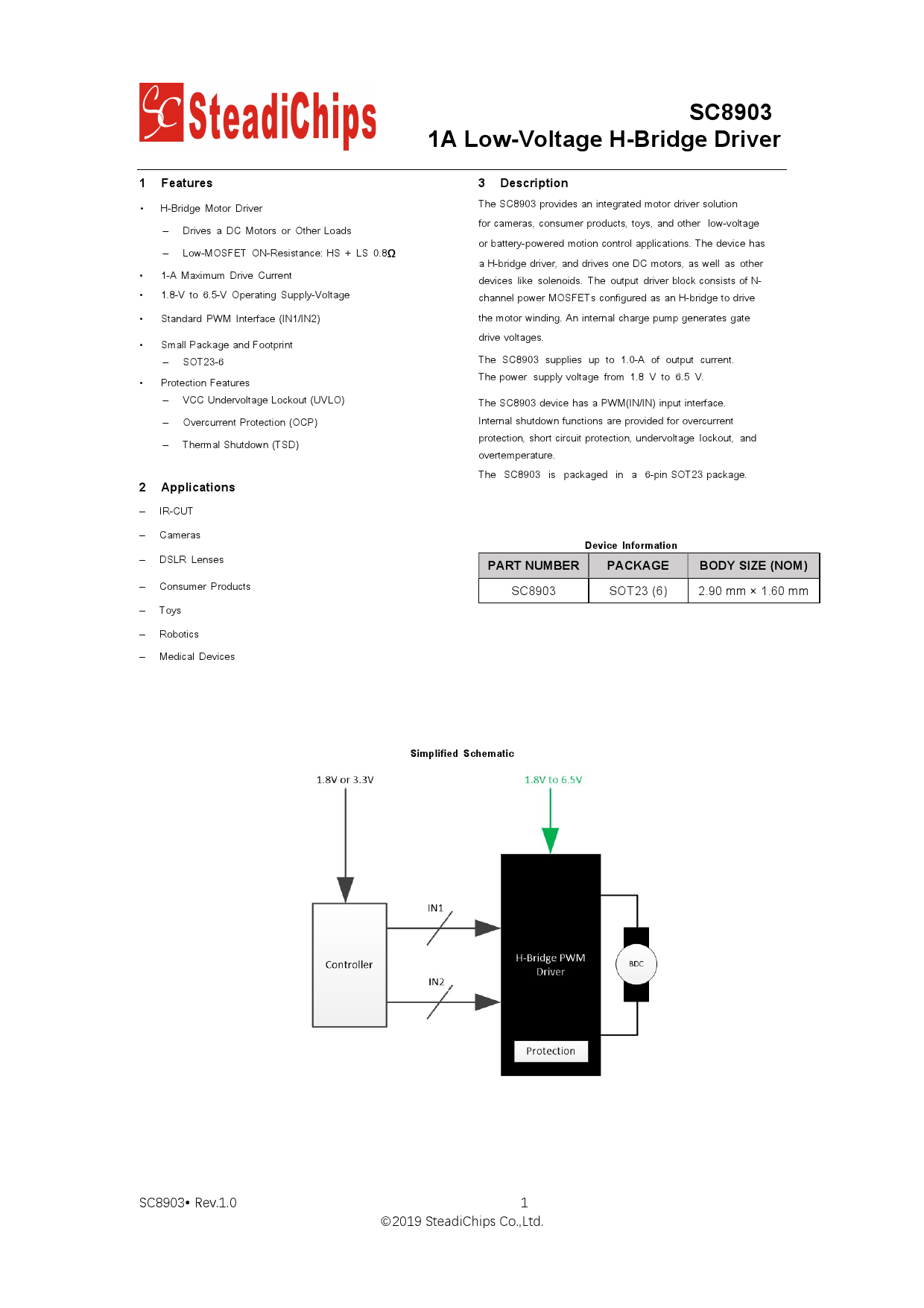 SC8903_（SteadiChips(思泰迪)）SC8903中文资料_价格_PDF手册-立创电子商城
