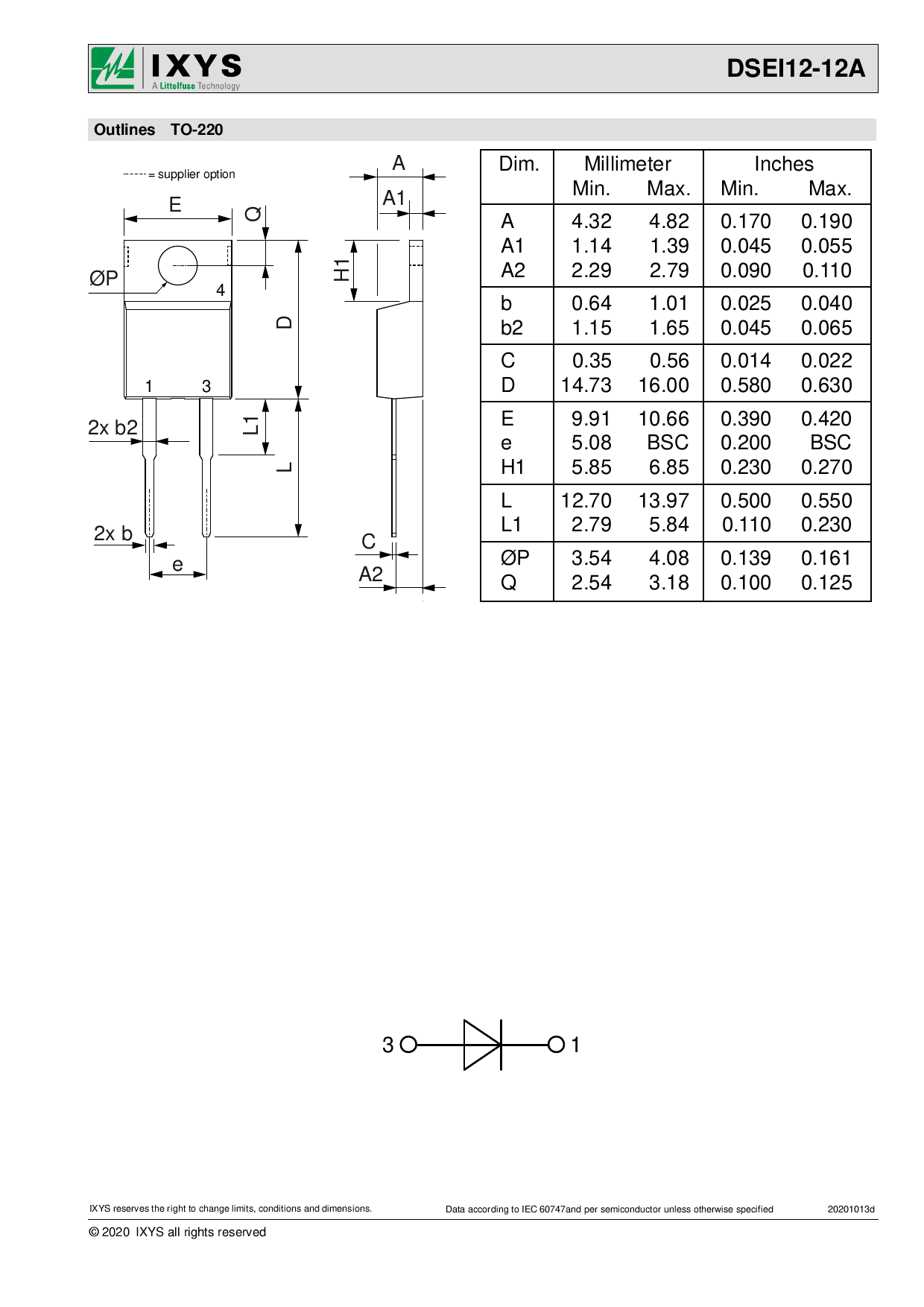 DSEI12-12A_（IXYS）DSEI12-12A中文资料_价格_PDF手册-立创电子商城
