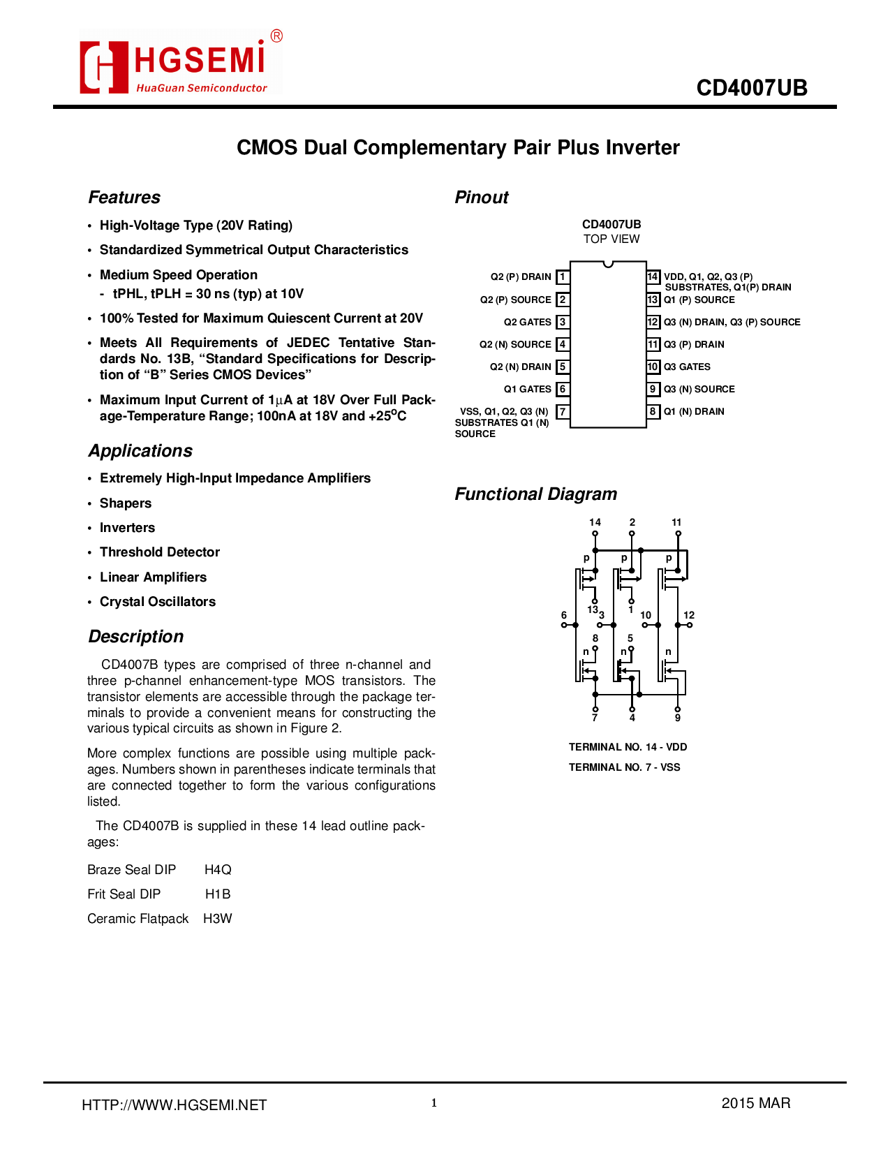 CD4007UBM/TR_（HGSEMI(华冠)）CD4007UBM/TR中文资料_价格_PDF手册-立创电子商城
