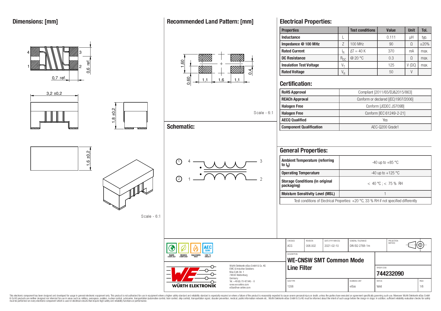 744232090_（Wurth(伍尔特)）744232090中文资料_价格_PDF手册-立创电子商城