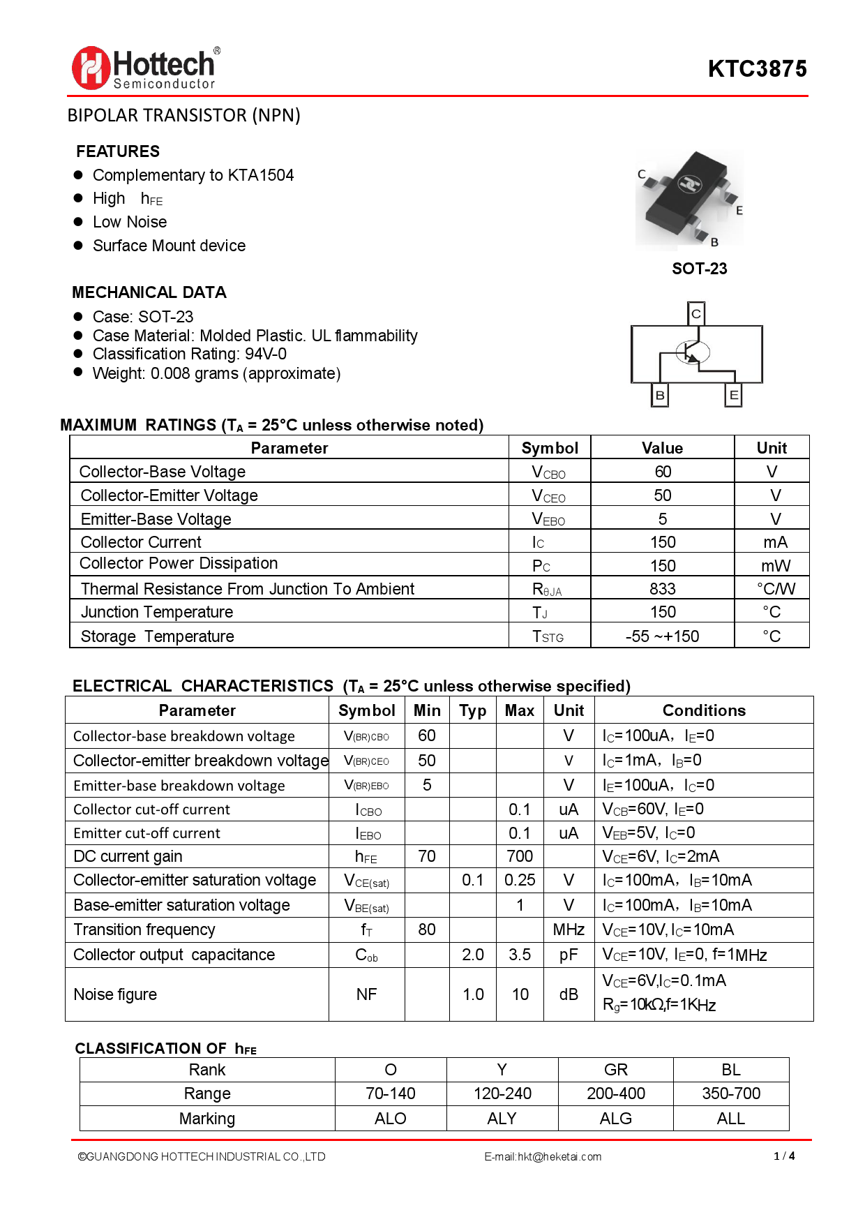 KTC3875_（Hottech(合科泰)）KTC3875中文资料_价格_PDF手册-立创电子商城