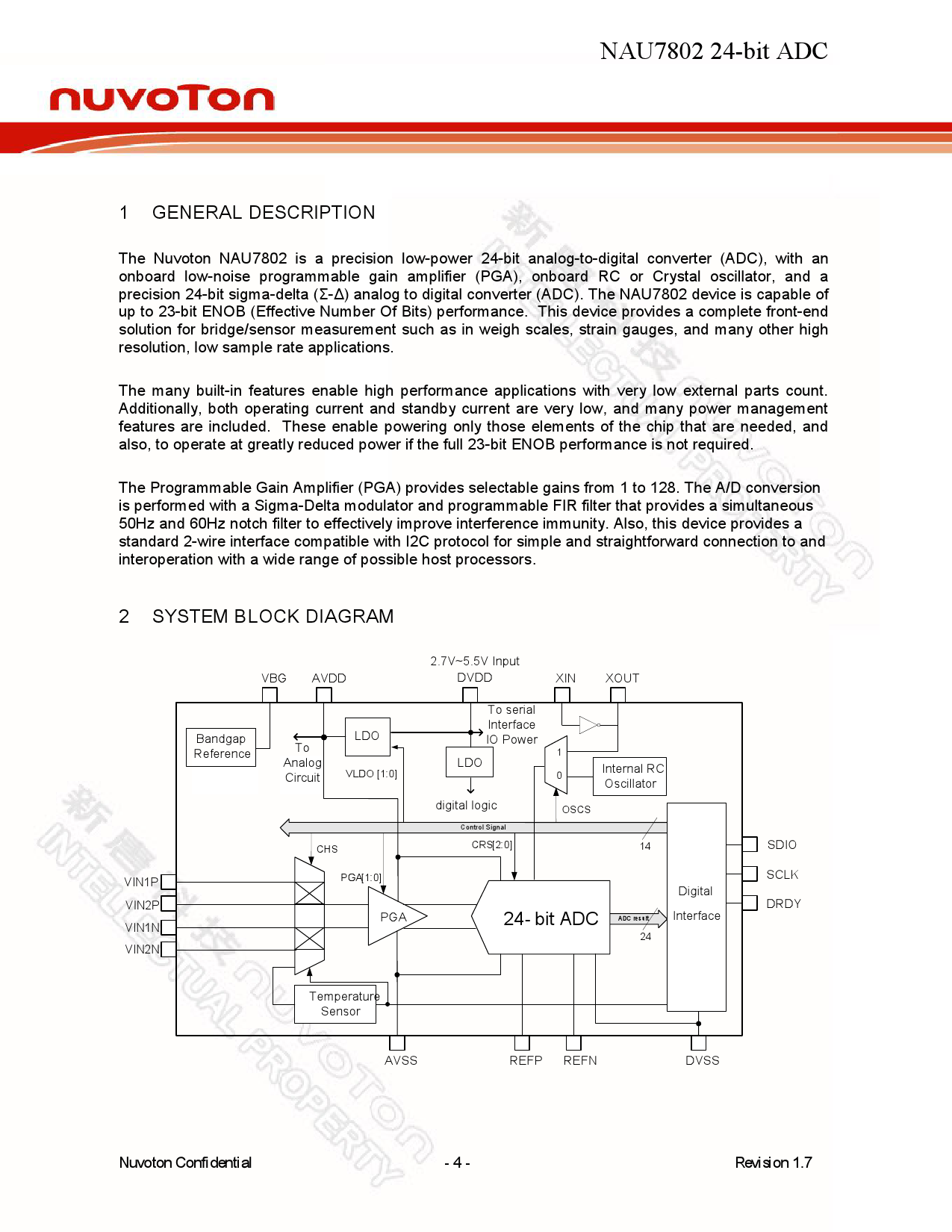 NAU7802SGI_（NUVOTON(新唐)）NAU7802SGI中文资料_价格_PDF手册-立创电子商城