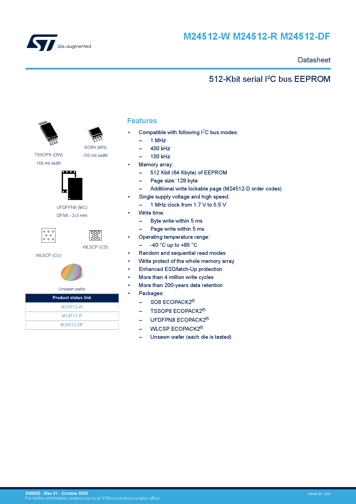 M24512-RMN6P_（ST(意法半导体)）M24512-RMN6P中文资料_价格_PDF手册-立创电子商城