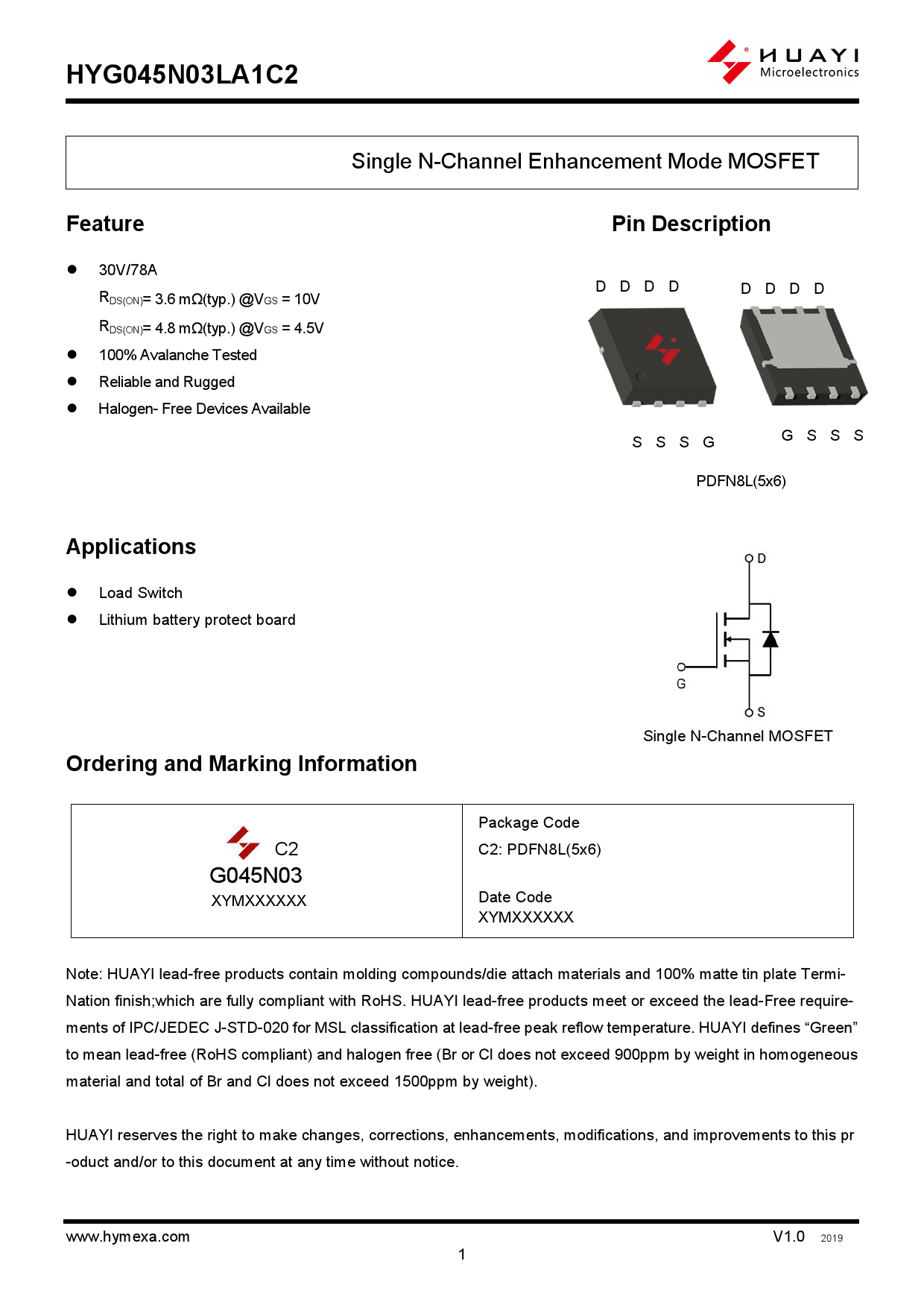 HYG045N03LA1C2_（HUAYI(华羿微)）HYG045N03LA1C2中文资料_价格_PDF手册-立创电子商城