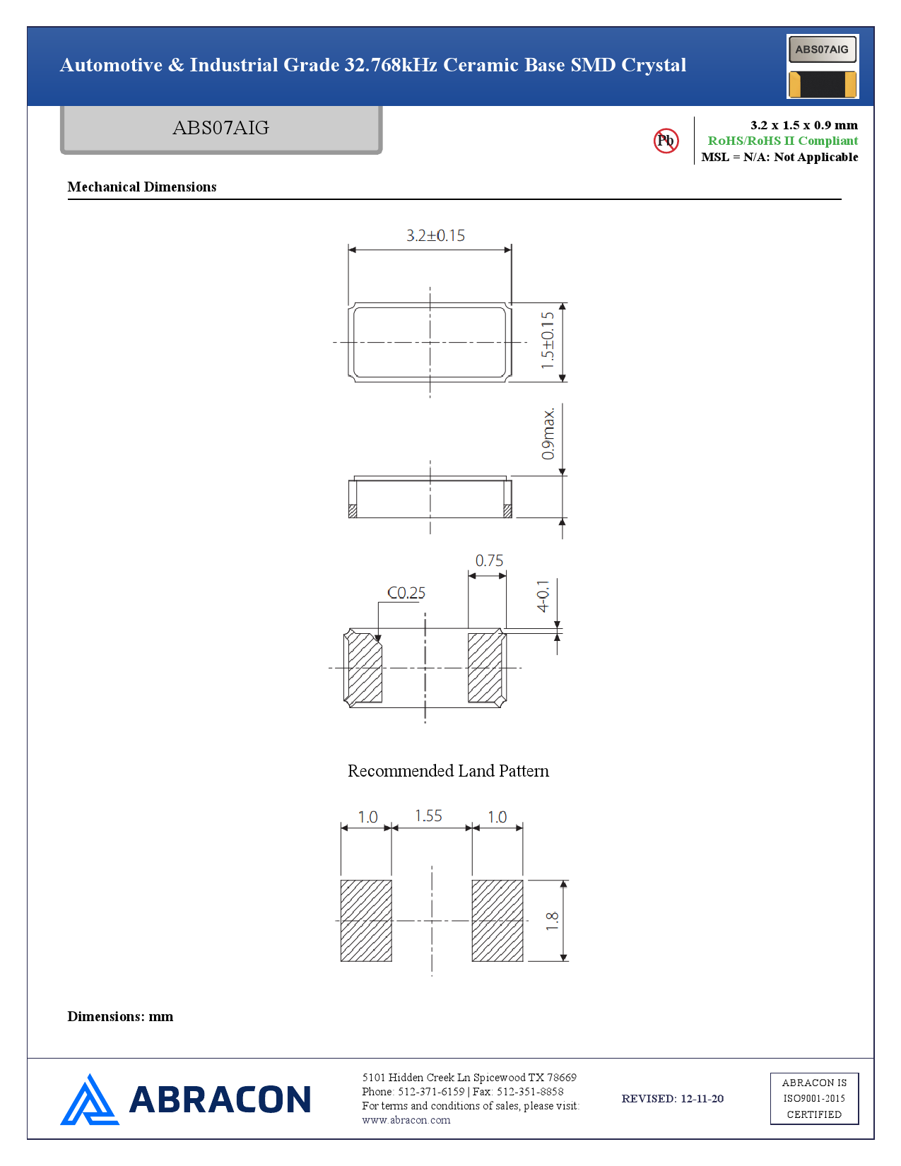 ABS07AIG-32.768KHZ-T_（ABRACON）ABS07AIG-32.768KHZ-T中文资料_价格_PDF手册-立创电子商城