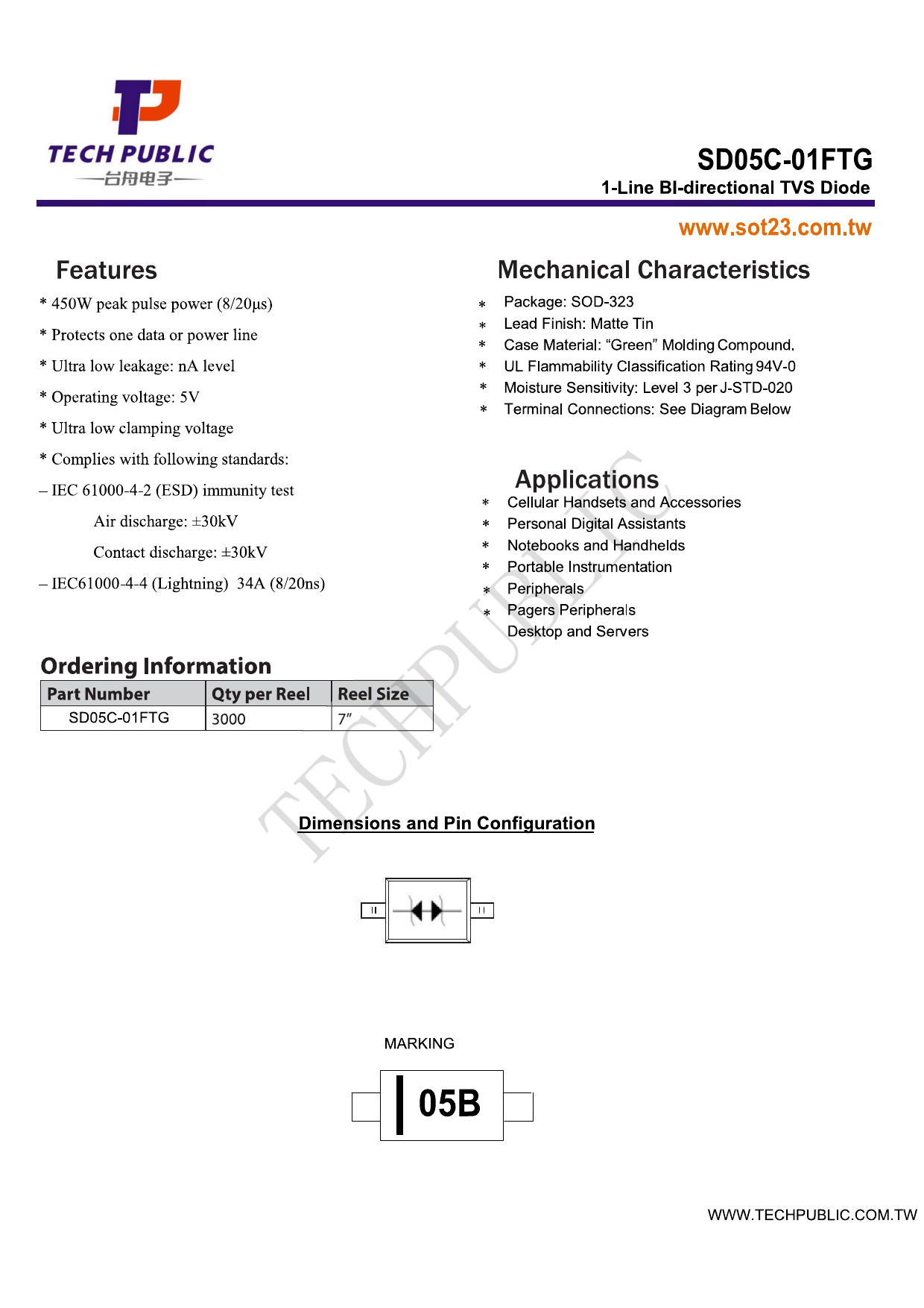 SD05C-01FTG_（TECH PUBLIC(台舟)）SD05C-01FTG中文资料_价格_PDF手册-立创电子商城