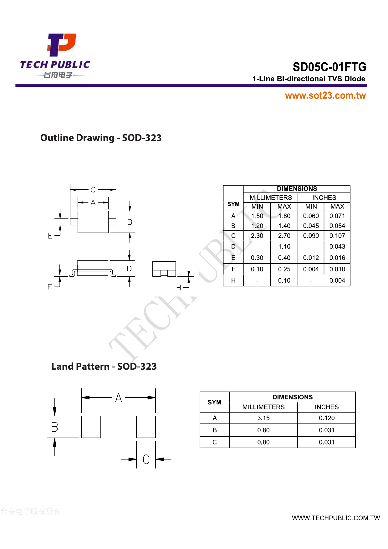 SD05C-01FTG_（TECH PUBLIC(台舟)）SD05C-01FTG中文资料_价格_PDF手册-立创电子商城