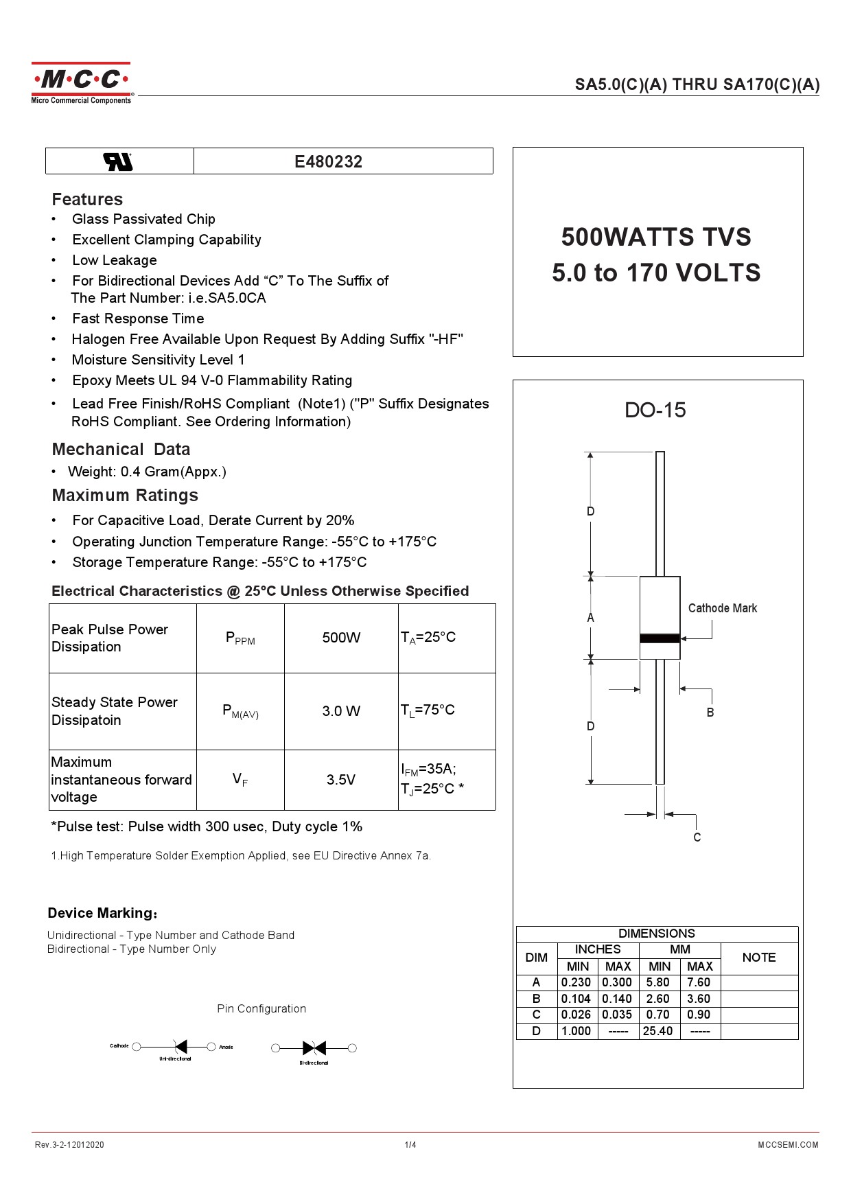 SA6.5CA-TP_（MCC(美微科)）SA6.5CA-TP中文资料_价格_PDF手册-立创电子商城