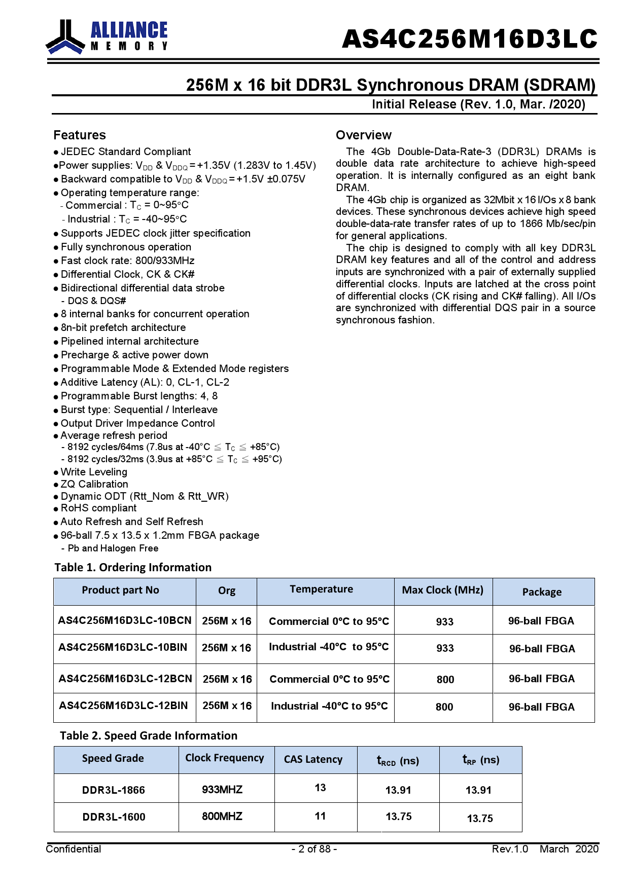 AS4C256M16D3LC-12BIN_（Alliance Memory）AS4C256M16D3LC-12BIN中文资料_价格_PDF手册 ...