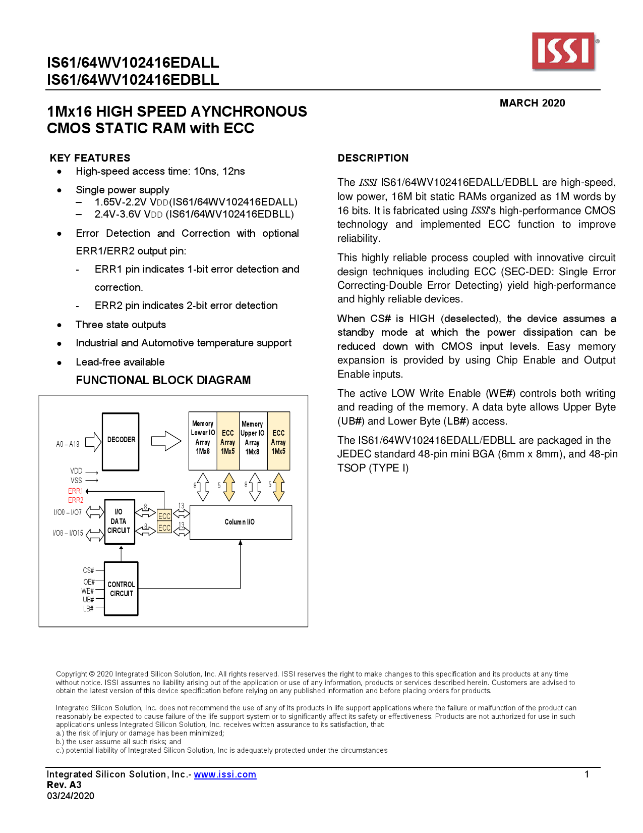 IS61WV102416EDBLL-10B2LI-TR_（ISSI(美国芯成)）IS61WV102416EDBLL-10B2LI-TR中文资料 ...