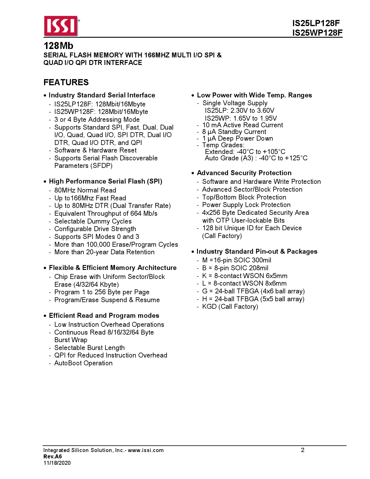 IS25LP128F-JBLE_（ISSI(美国芯成)）IS25LP128F-JBLE中文资料_价格_PDF手册-立创电子商城