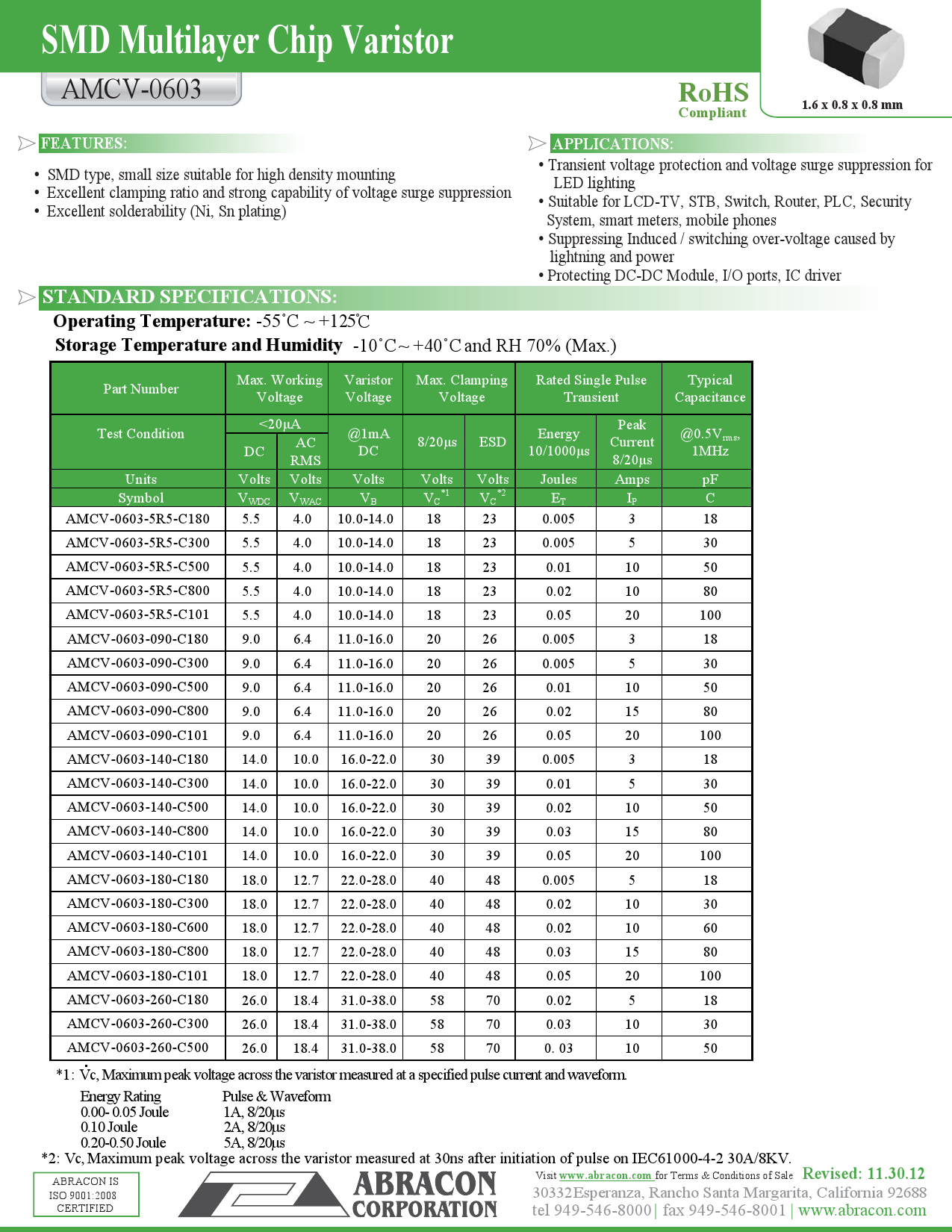 AMCV-0603-180-C180N-T_（ABRACON）AMCV-0603-180-C180N-T中文资料_价格_PDF手册-立创电子商城