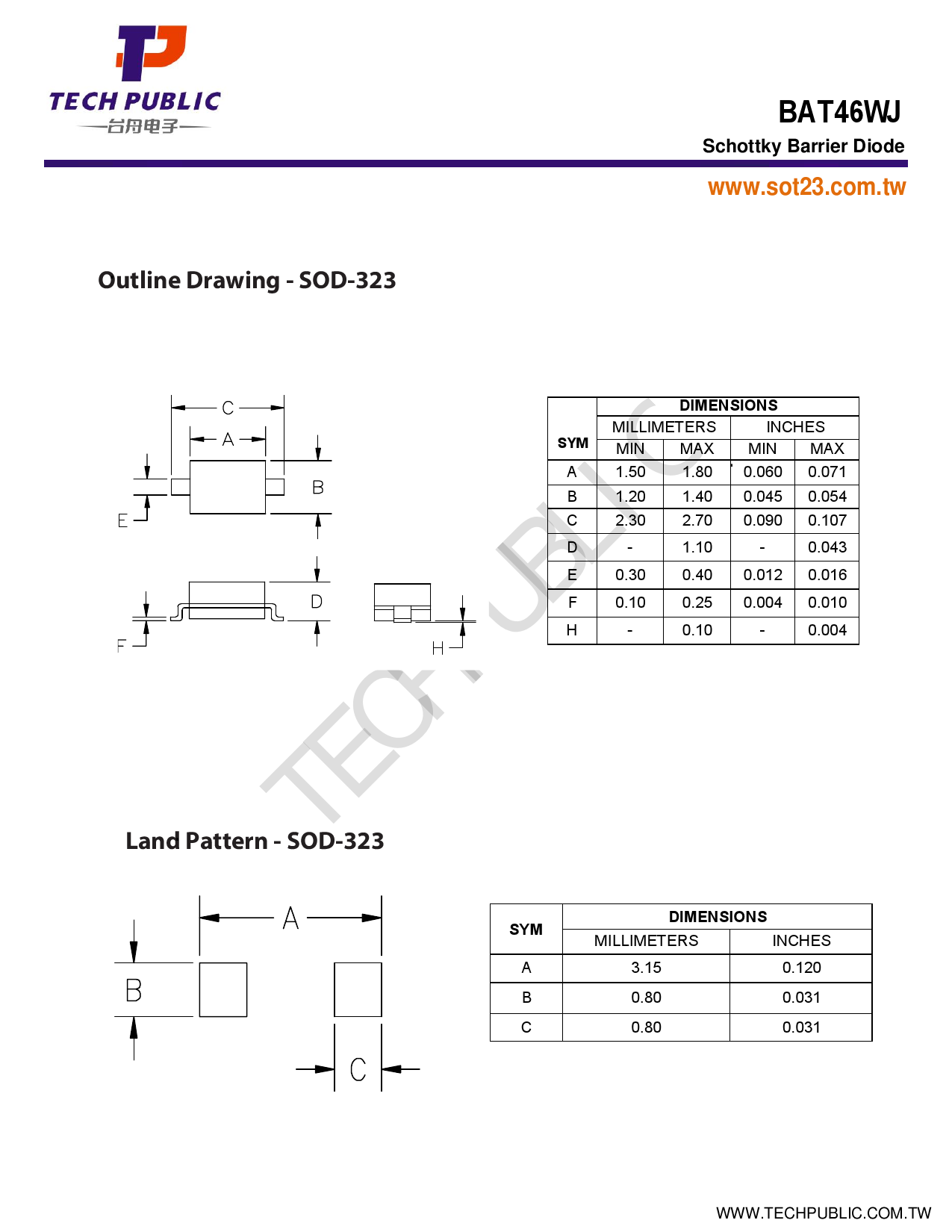 BAT46WJ_（TECH PUBLIC(台舟)）BAT46WJ中文资料_价格_PDF手册-立创电子商城