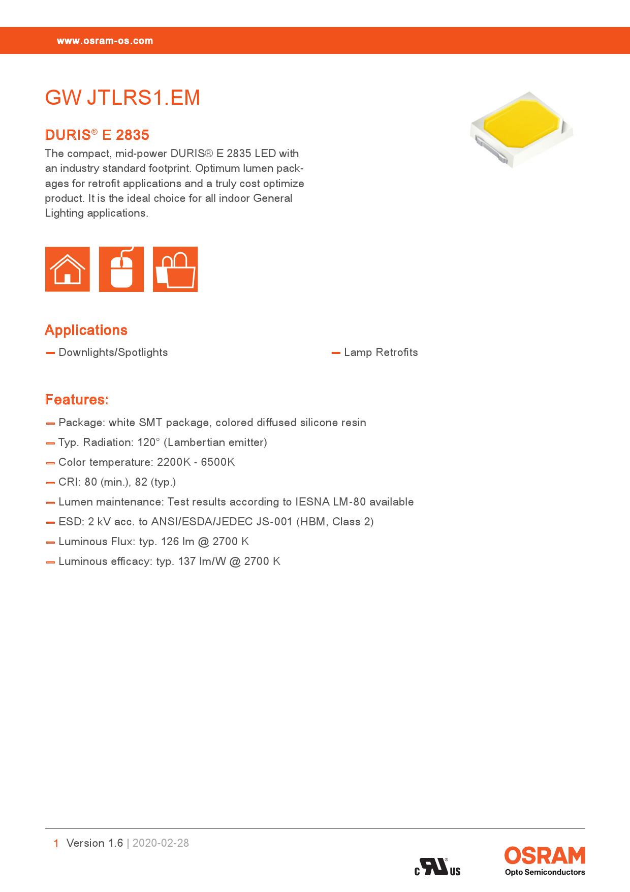 GW JTLRS1.EM-LVL5-XX55-1-100-R33_（OSRAM）GW JTLRS1.EM-LVL5-XX55-1-100-R33中文资料_价格_PDF手册-立创电子商城