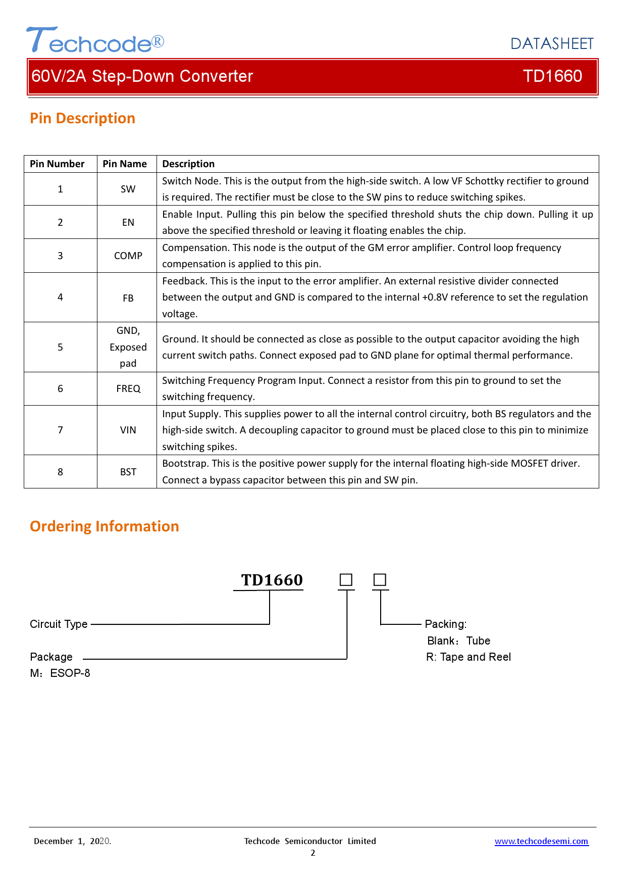 TD1660_（Techcode(泰德)）TD1660中文资料_价格_PDF手册-立创电子商城