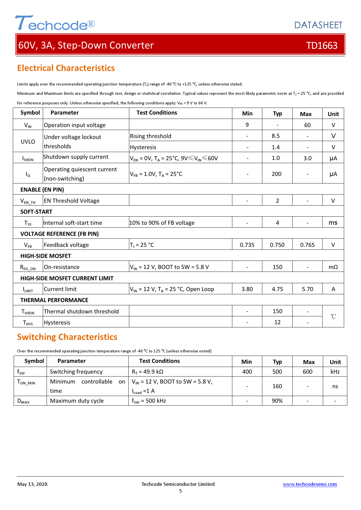 TD1663_（Techcode(泰德)）TD1663中文资料_价格_PDF手册-立创电子商城
