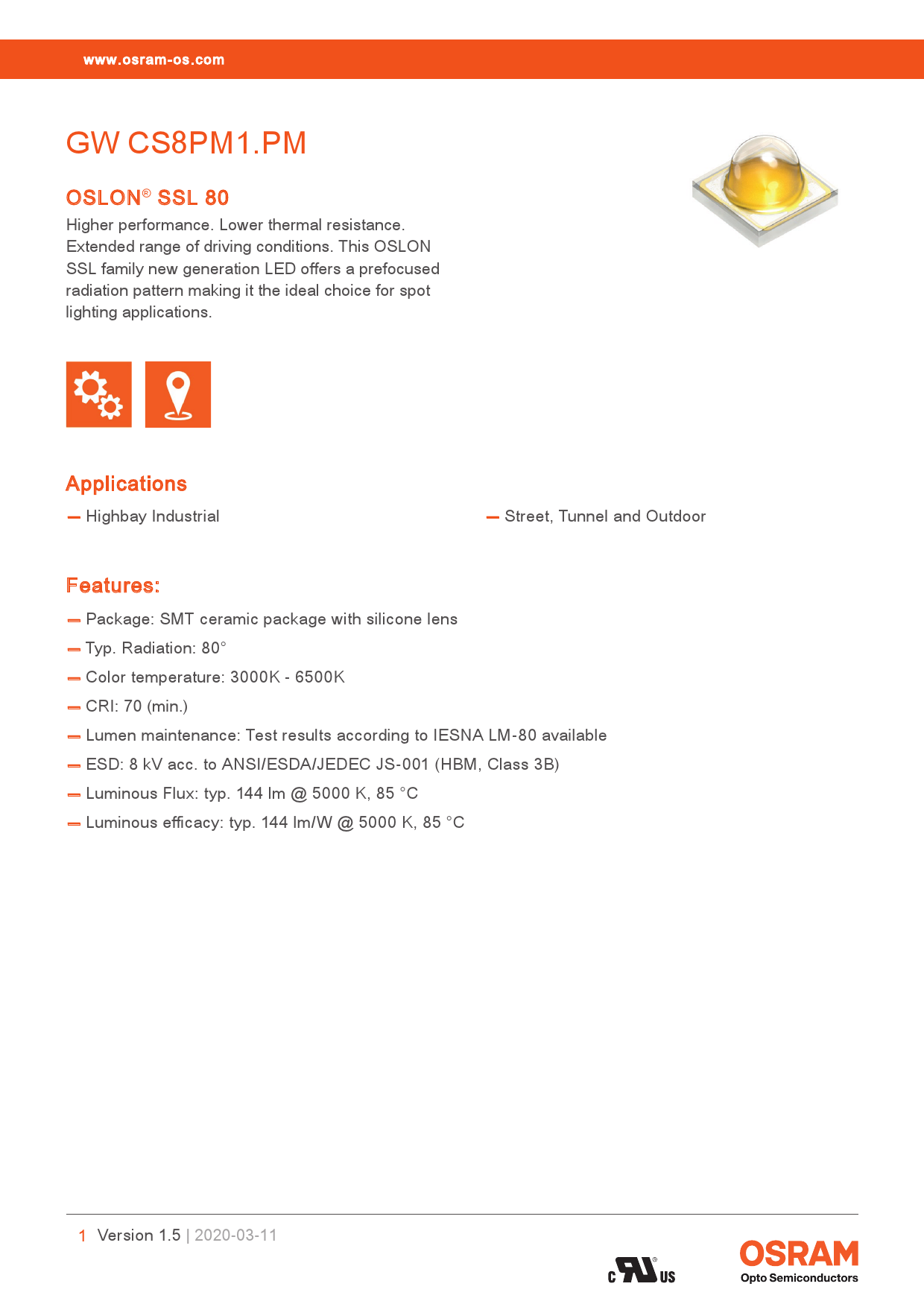GW CS8PM1.PM-LRLT-XX52-1-350-R18_（OSRAM(欧司朗)）GW CS8PM1.PM-LRLT-XX52-1-350-R18中文资料_价格_PDF手册-立创电子商城