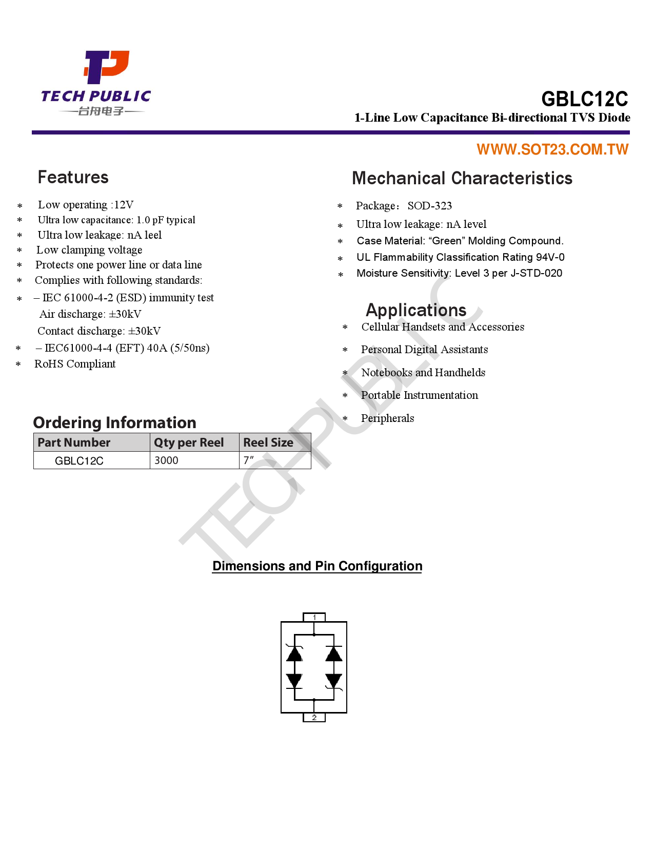 GBLC12C_（TECH PUBLIC(台舟)）GBLC12C中文资料_价格_PDF手册-立创电子商城