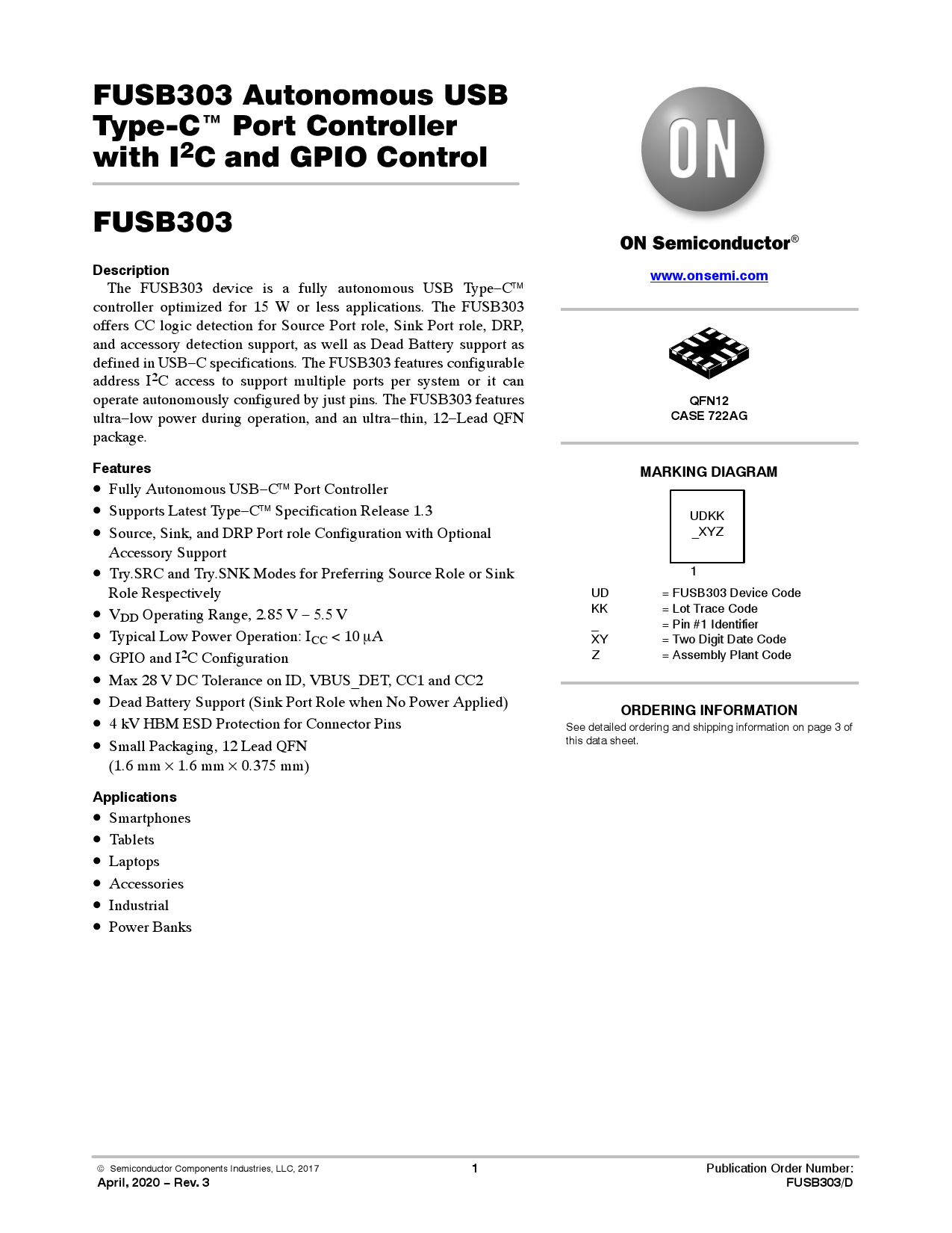 FUSB303TMX_（onsemi(安森美)）FUSB303TMX中文资料_价格_PDF手册-立创电子商城
