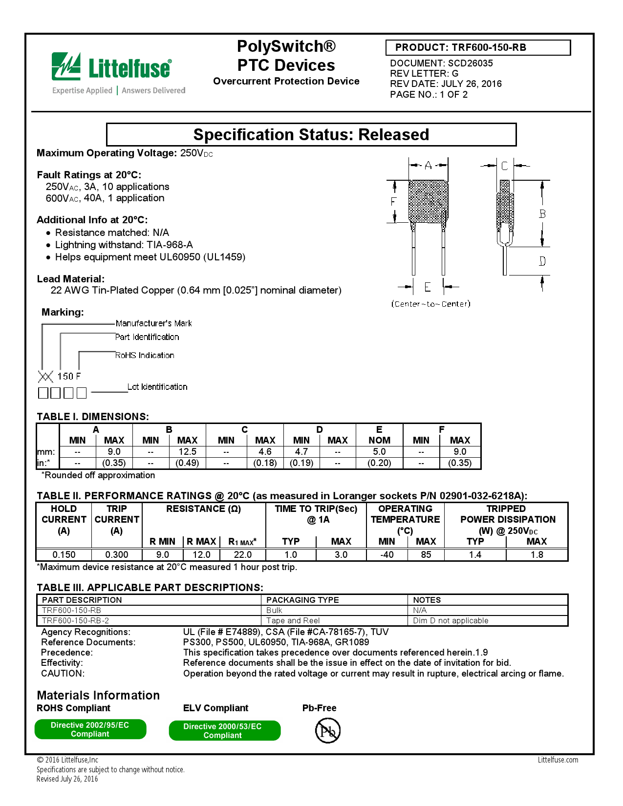 TRF600-150-RB_（Littelfuse(美国力特)）TRF600-150-RB中文资料_价格_PDF手册-立创电子商城