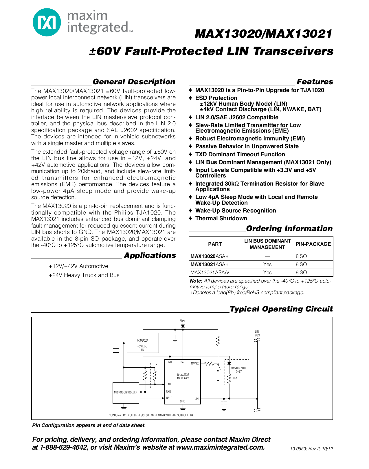 MAX13020ASA+T_（MAXIM(美信)）MAX13020ASA+T中文资料_价格_PDF手册-立创电子商城