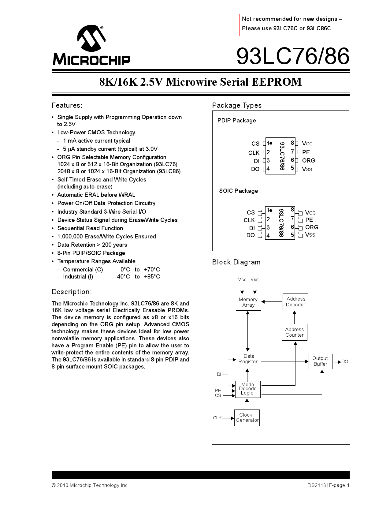93LC86-I/P_（MICROCHIP(美国微芯)）93LC86-I/P中文资料_价格_PDF手册-立创电子商城