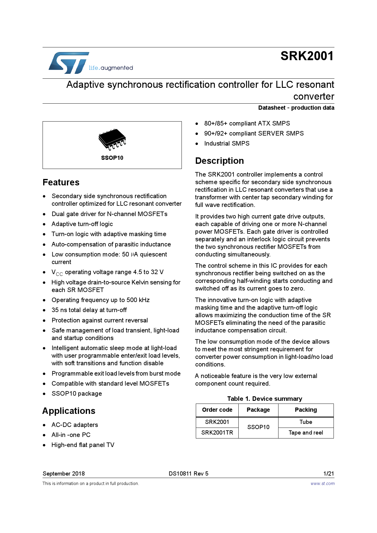 SRK2001_（ST(意法半导体)）SRK2001中文资料_价格_PDF手册-立创电子商城