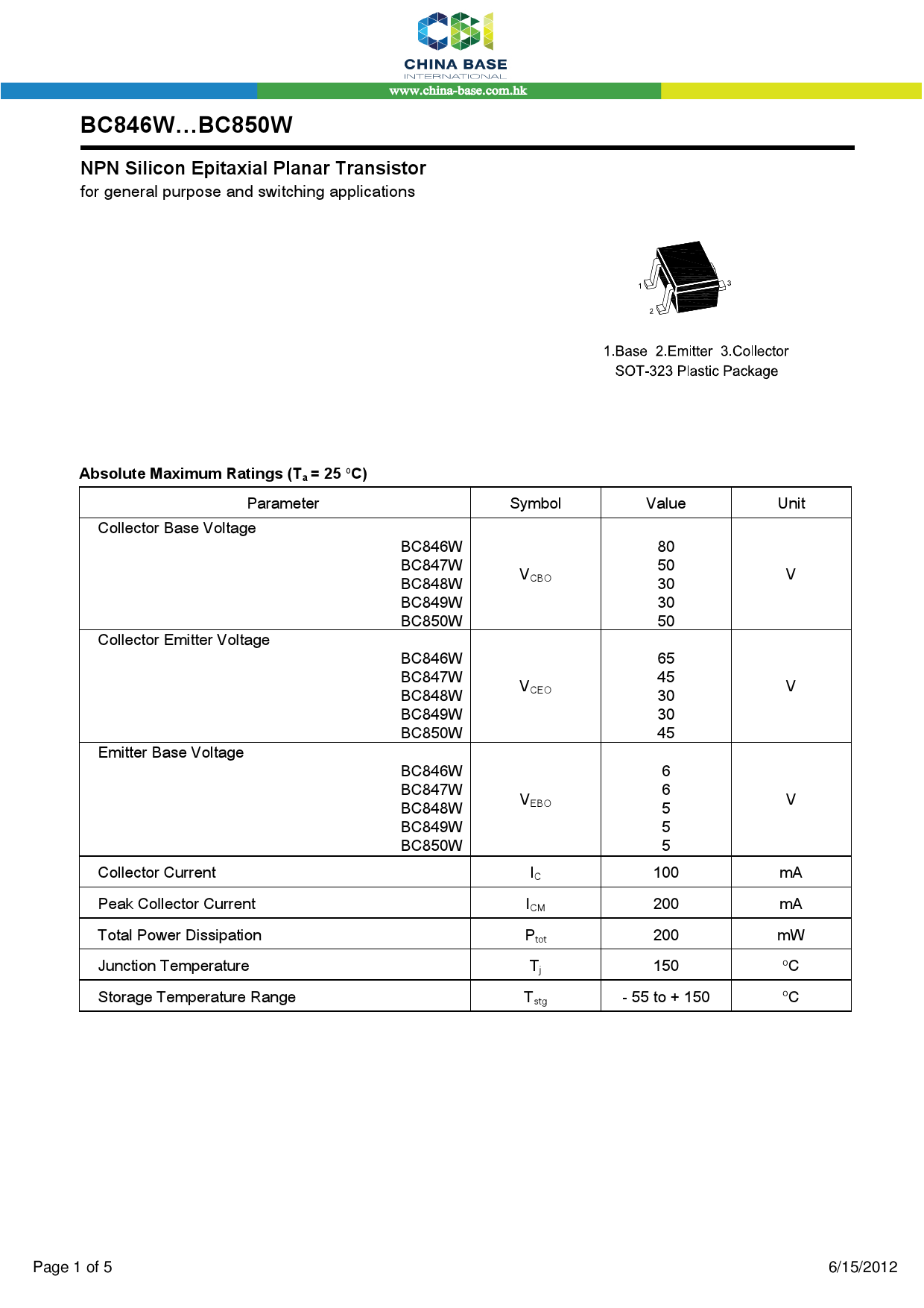 BC846B 1B_（CBI(创基)）BC846B 1B中文资料_价格_PDF手册-立创电子商城