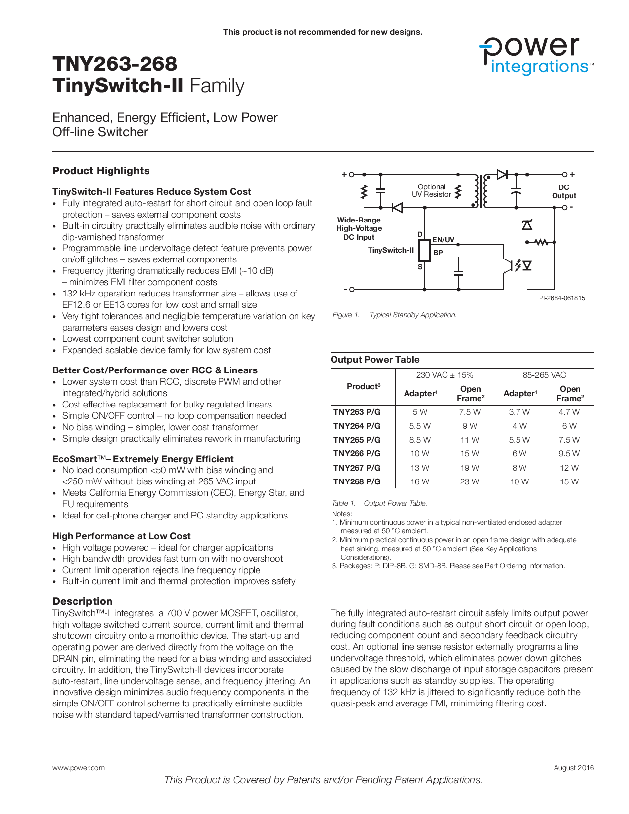 TNY264GN_（Power Integrations(帕沃英蒂格盛)）TNY264GN中文资料_价格_PDF手册-立创电子商城
