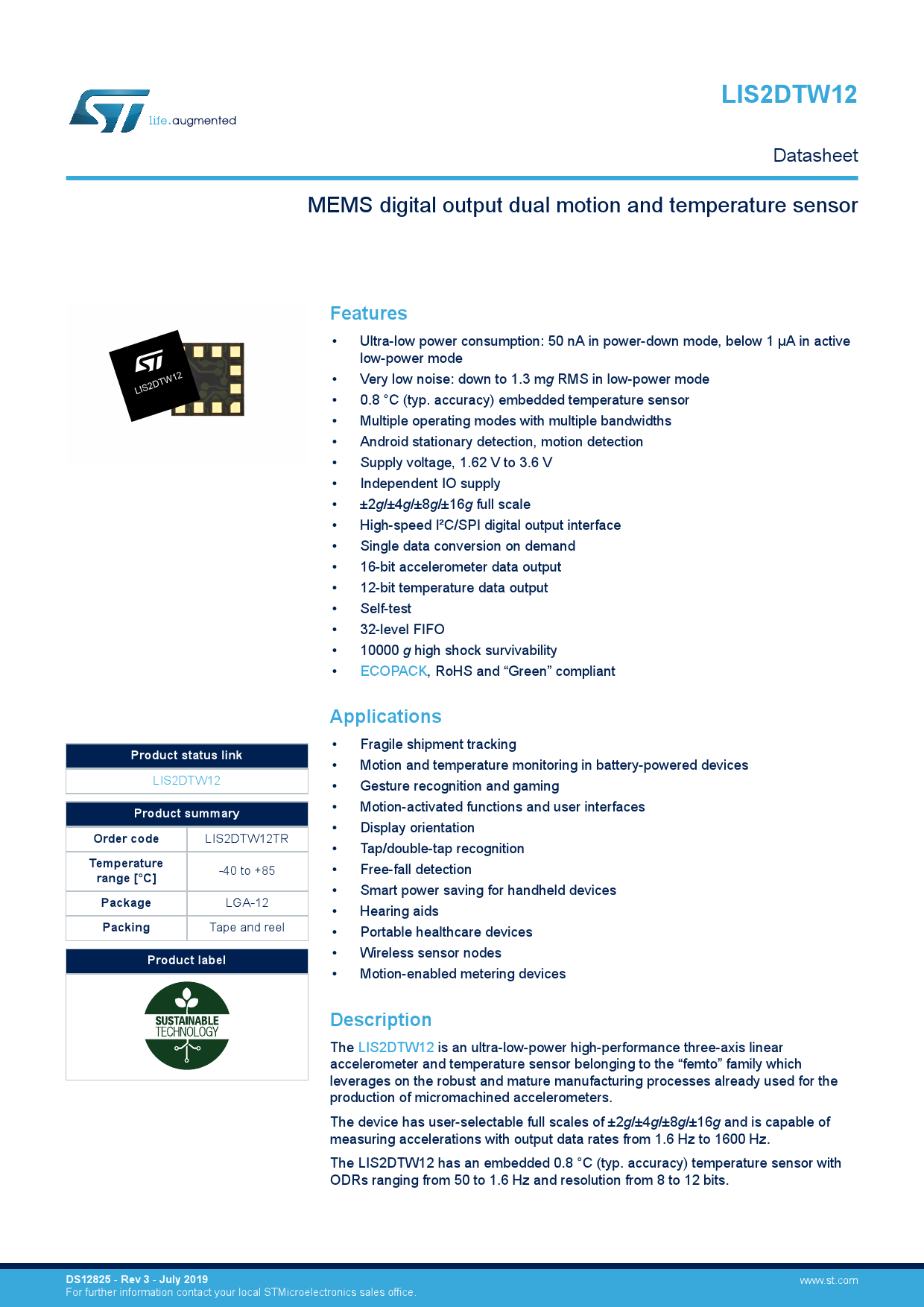 LIS2DTW12TR_（ST(意法半导体)）LIS2DTW12TR中文资料_价格_PDF手册-立创电子商城