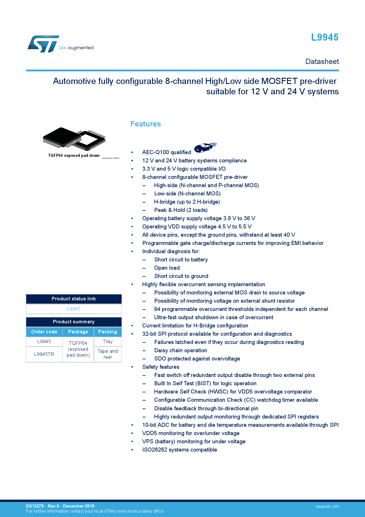 L9945TR_（ST(意法半导体)）L9945TR中文资料_价格_PDF手册-立创电子商城