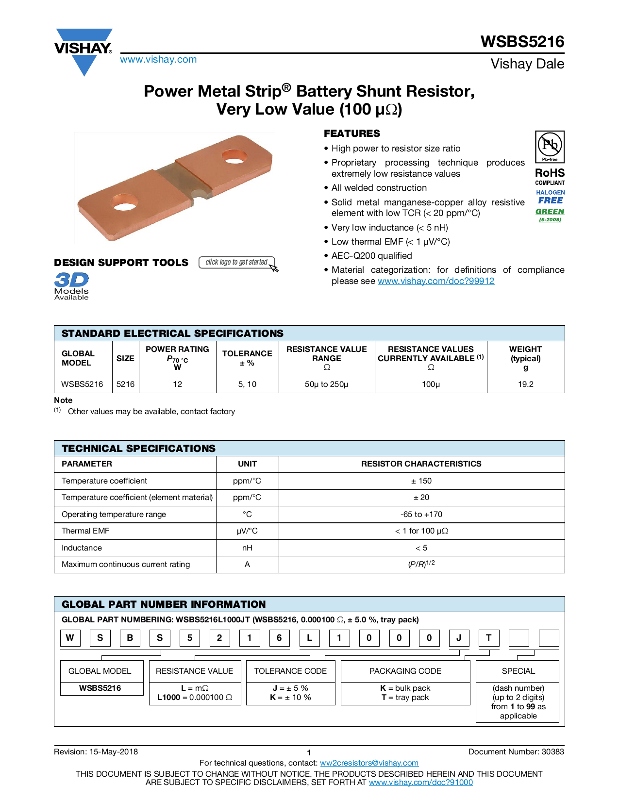 WSBS5216L1000KT_（VISHAY(威世)）WSBS5216L1000KT中文资料_价格_PDF手册-立创电子商城