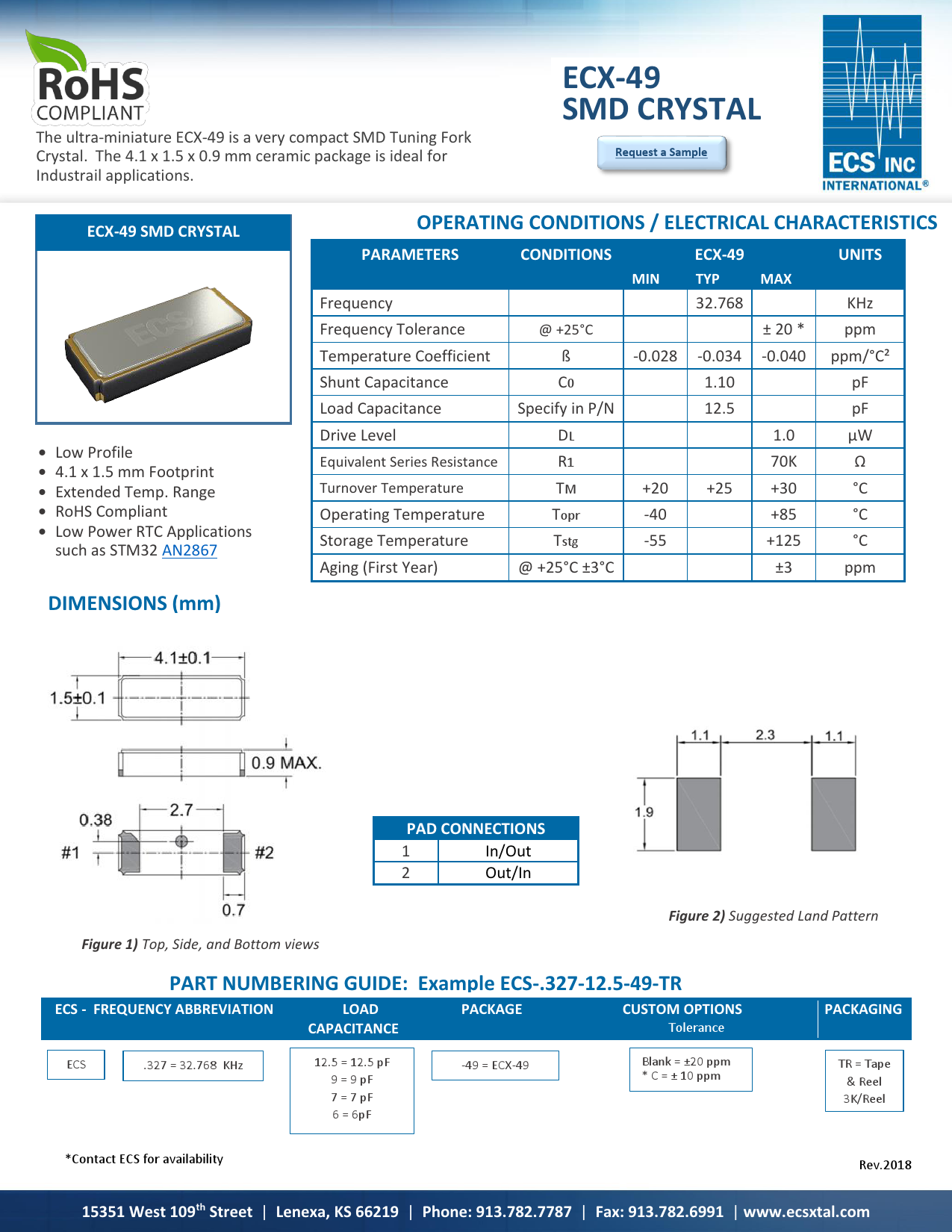 ECS-.327-12.5-49-TR_（ECS）ECS-.327-12.5-49-TR中文资料_价格_PDF手册-立创电子商城