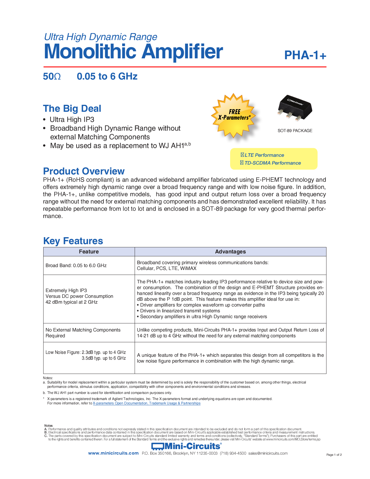 PHA-1+_（Mini-Circuits）PHA-1+中文资料_价格_PDF手册-立创电子商城