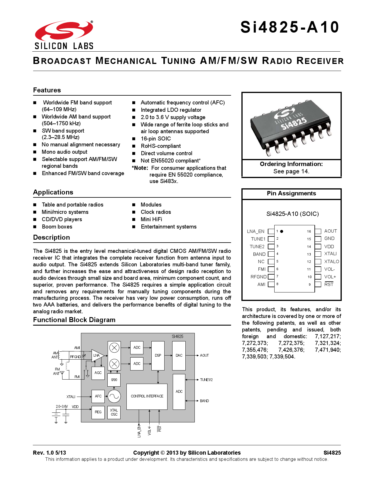 SI4825-A10-CS_（SILICON LABS(芯科)）SI4825-A10-CS中文资料_价格_PDF手册-立创电子商城