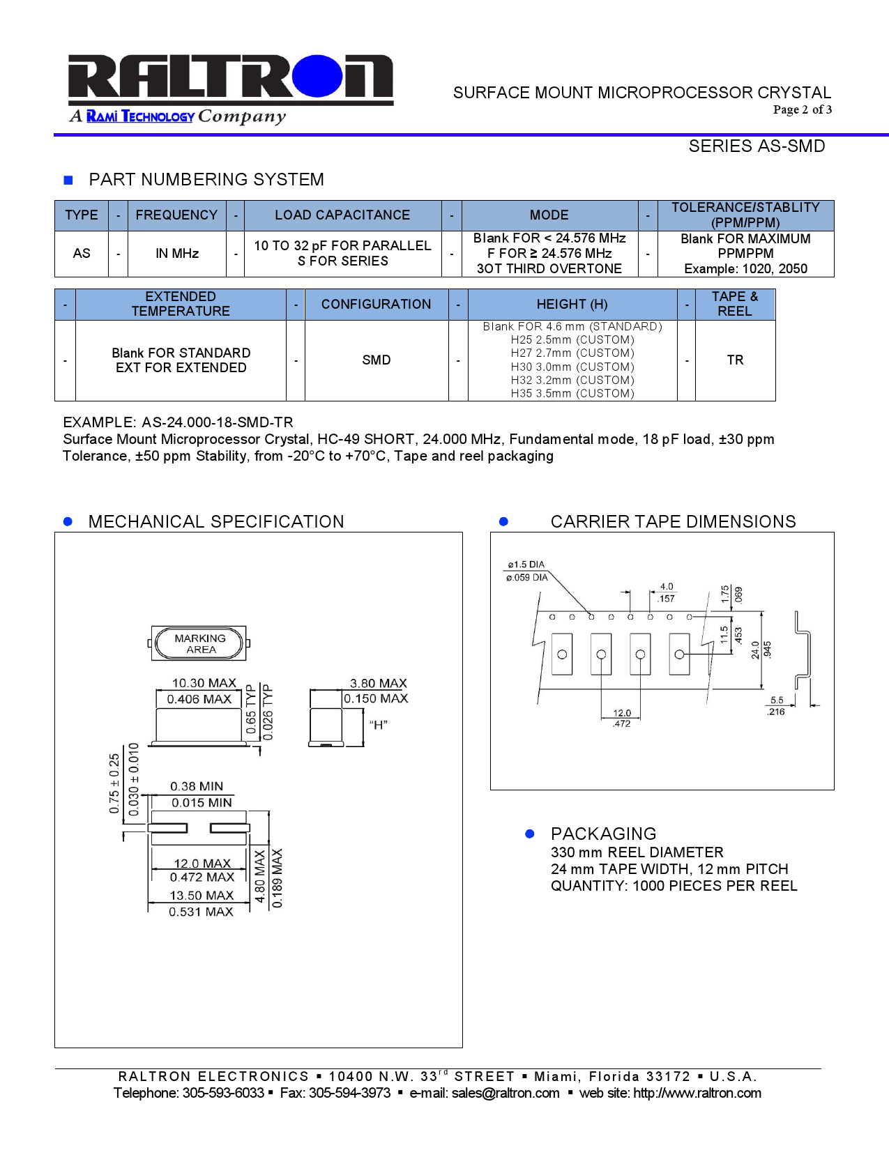 AS-24.000-18-SMD-TR_（RALTRON(美国纬创电子)）AS-24.000-18-SMD-TR中文资料_价格_PDF手册-立创电子商城