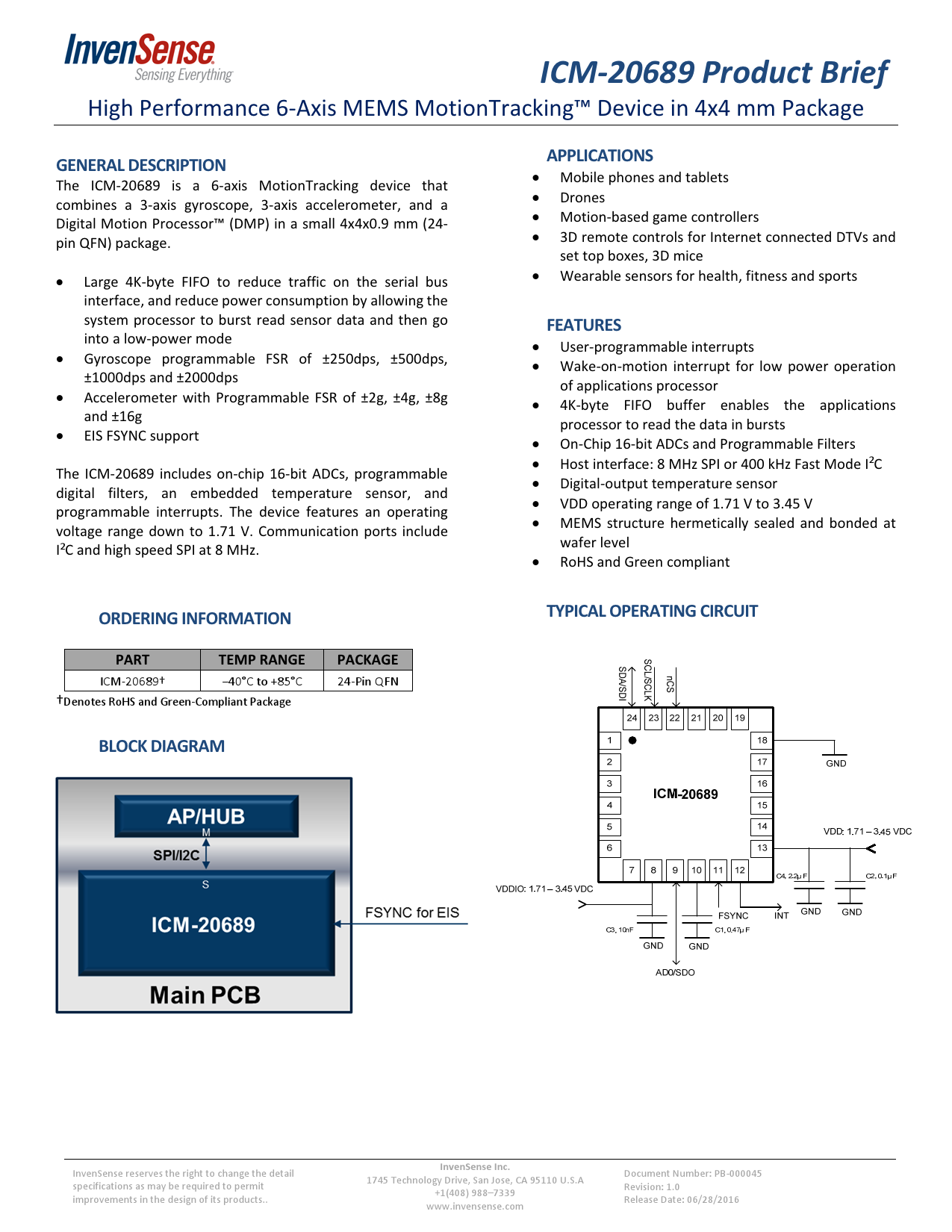 ICM-20689_（TDK InvenSense(应美盛)）ICM-20689中文资料_价格_PDF手册-立创电子商城