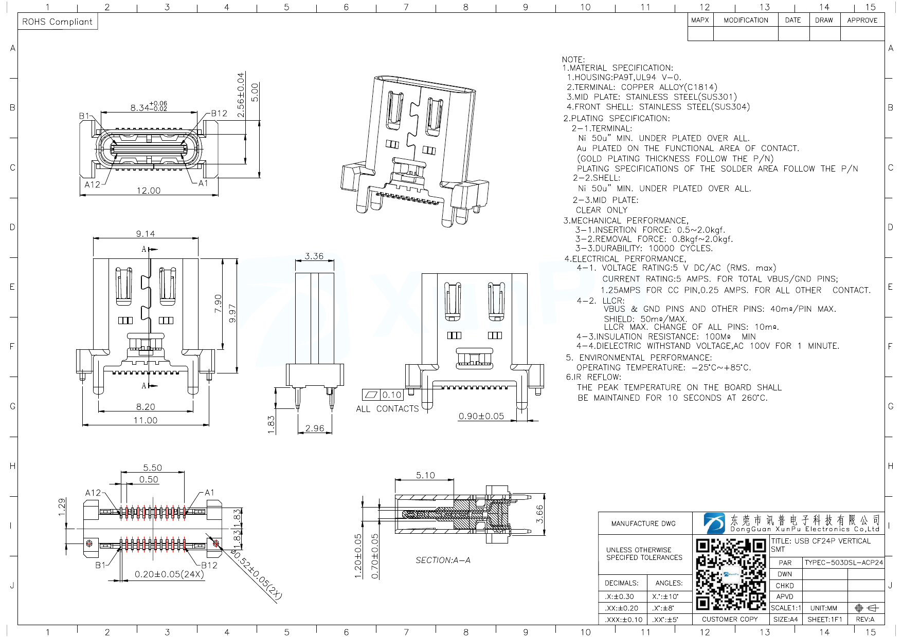 TYPEC-503DSL-ACP24_（XUNPU(讯普)）TYPEC-503DSL-ACP24中文资料_价格_PDF手册-立创电子商城
