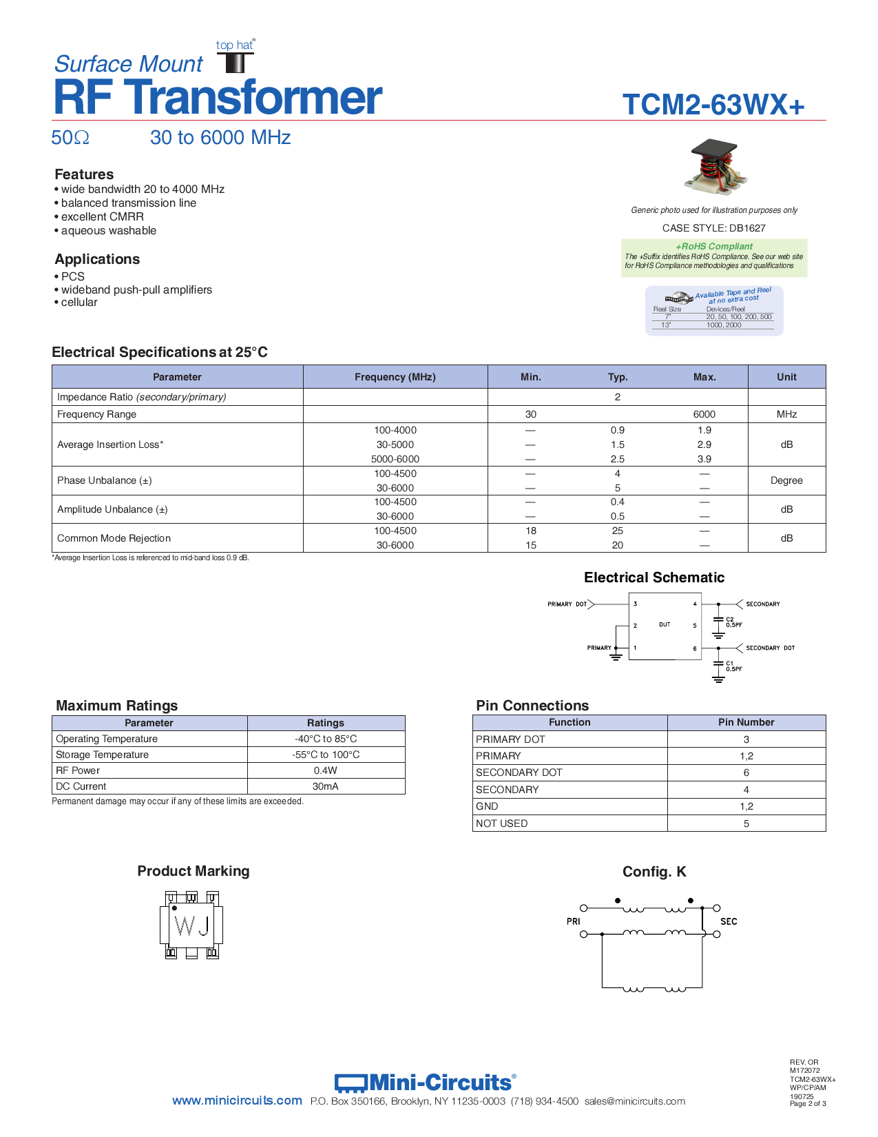 TCM2-63WX+_（Mini-Circuits）TCM2-63WX+中文资料_价格_PDF手册-立创电子商城