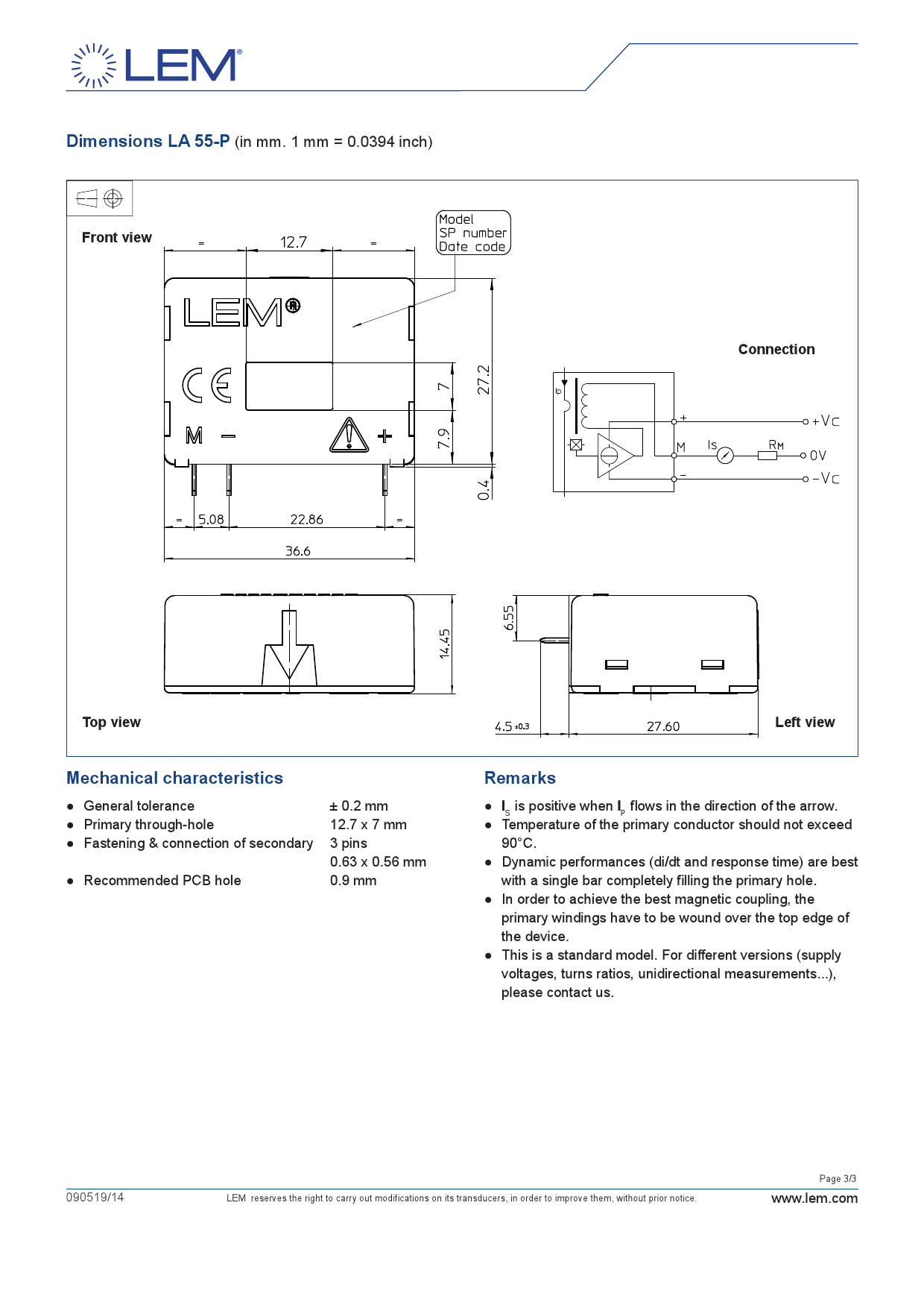 LA55-P_（LEM(莱姆)）LA55-P中文资料_价格_PDF手册-立创电子商城