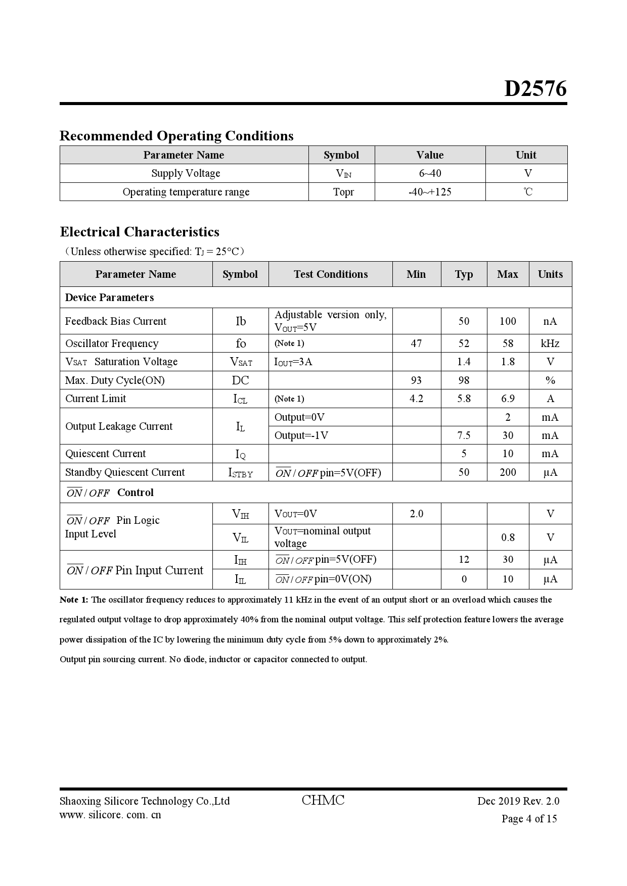 D2576-5.0(F)_（Silicore(芯谷)）D2576-5.0(F)中文资料_价格_PDF手册-立创电子商城