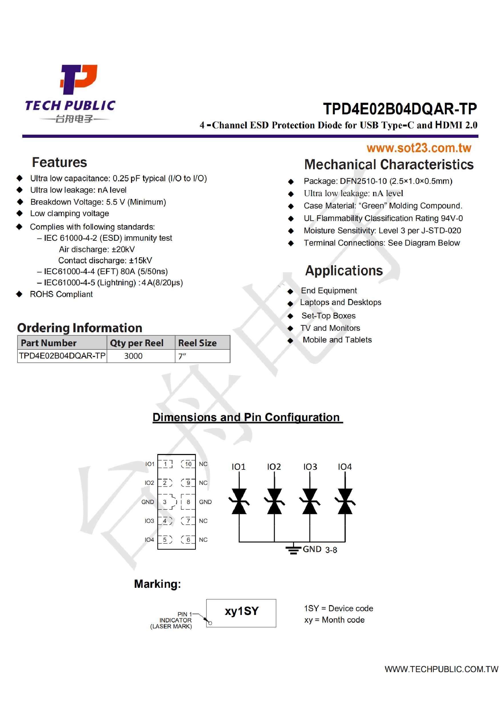 TPD4E02B04DQAR-TP_（TECH PUBLIC(台舟)）TPD4E02B04DQAR-TP中文资料_价格_PDF手册-立创电子商城