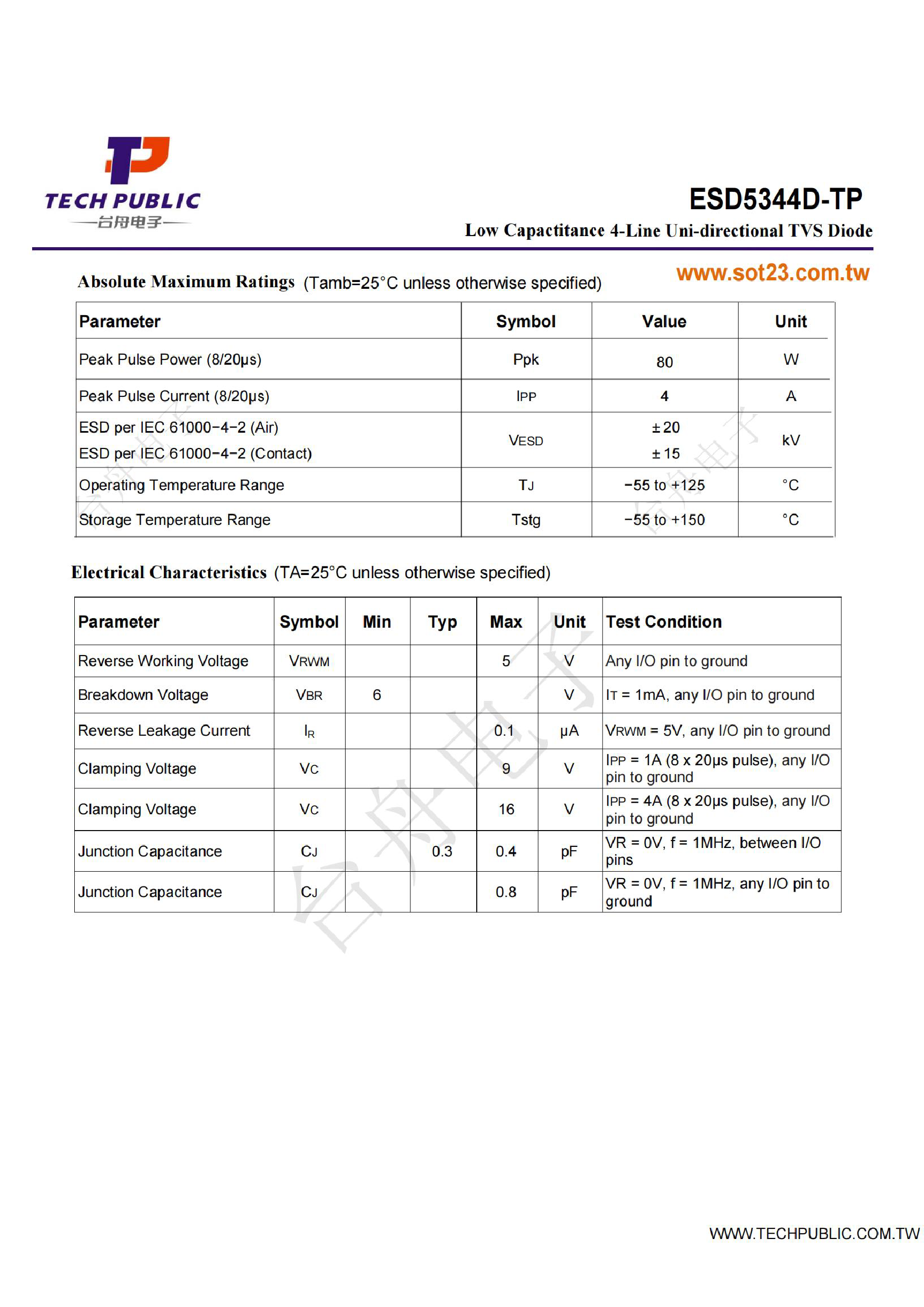 ESD5344D-TP_（TECH PUBLIC(台舟)）ESD5344D-TP中文资料_价格_PDF手册-立创电子商城