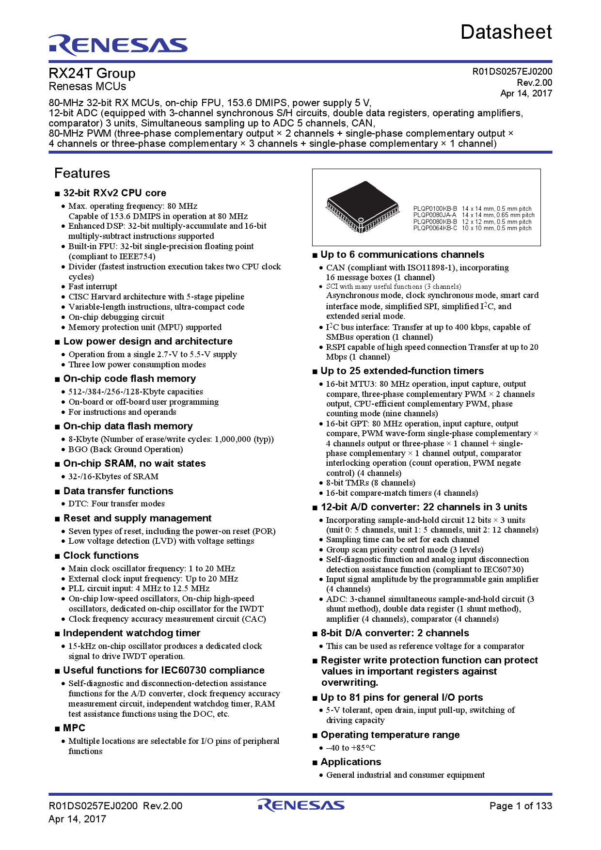 R5F524T8ADFM#31_（RENESAS(瑞萨)/IDT）R5F524T8ADFM#31中文资料_价格_PDF手册-立创电子商城