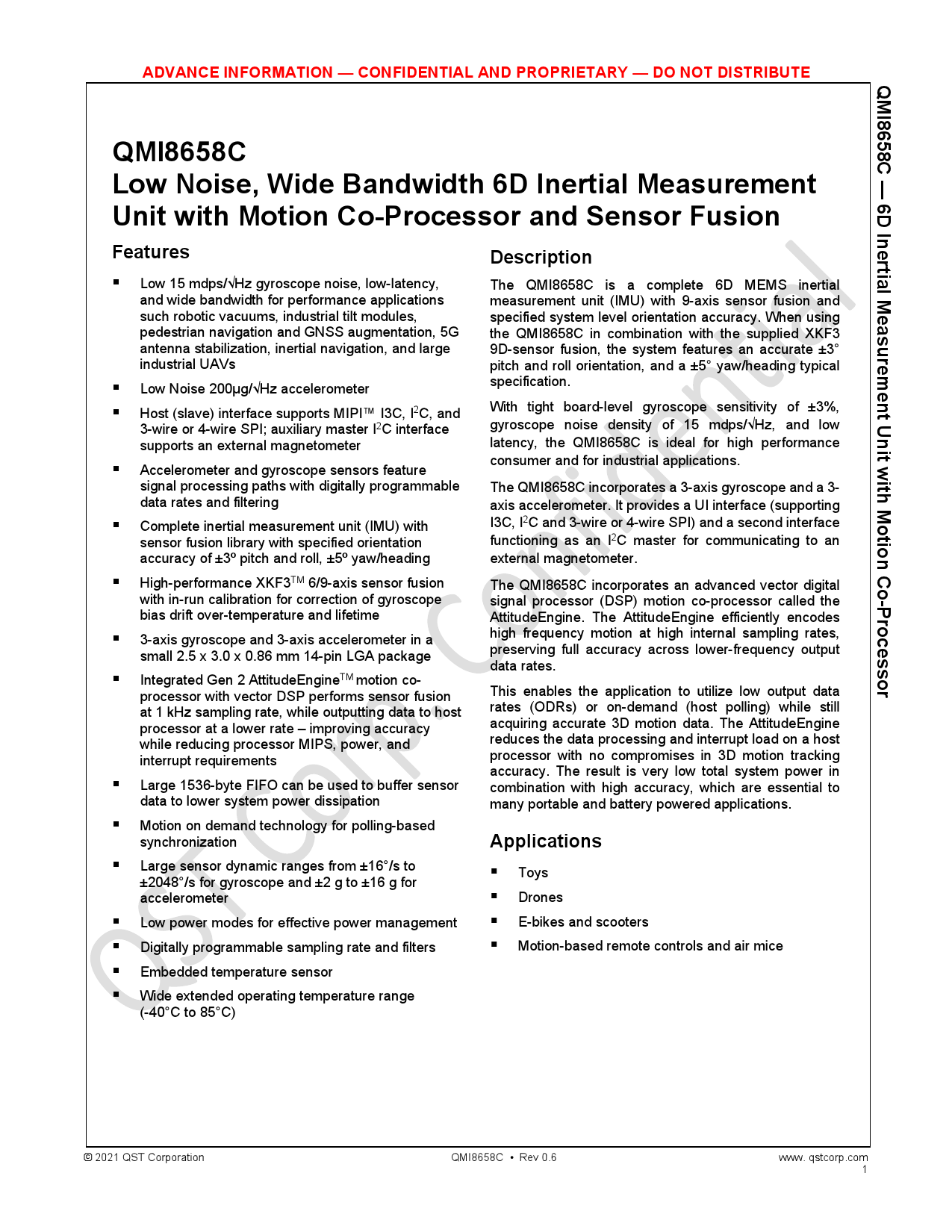 QMI8658C_（QST(上海矽睿)）QMI8658C中文资料_价格_PDF手册-立创电子商城