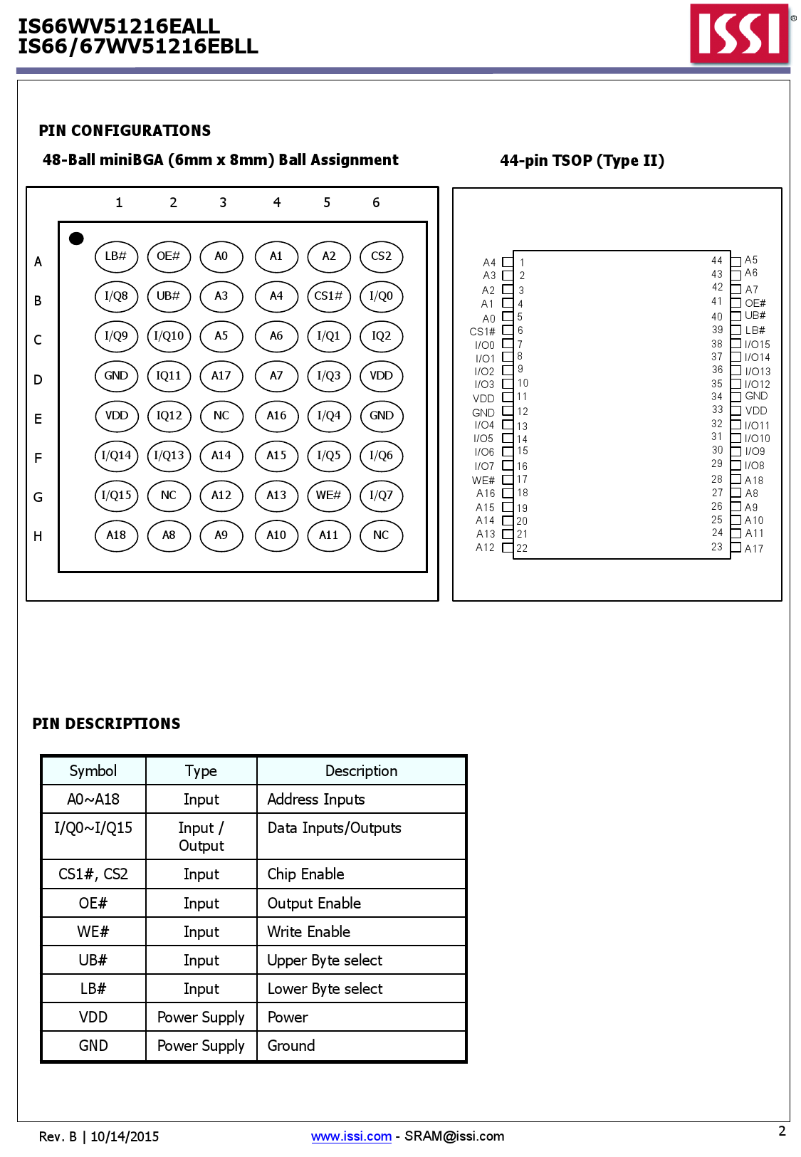 IS66WV51216EBLL-55TLI_（ISSI(美国芯成)）IS66WV51216EBLL-55TLI中文资料_价格_PDF手册-立创电子商城