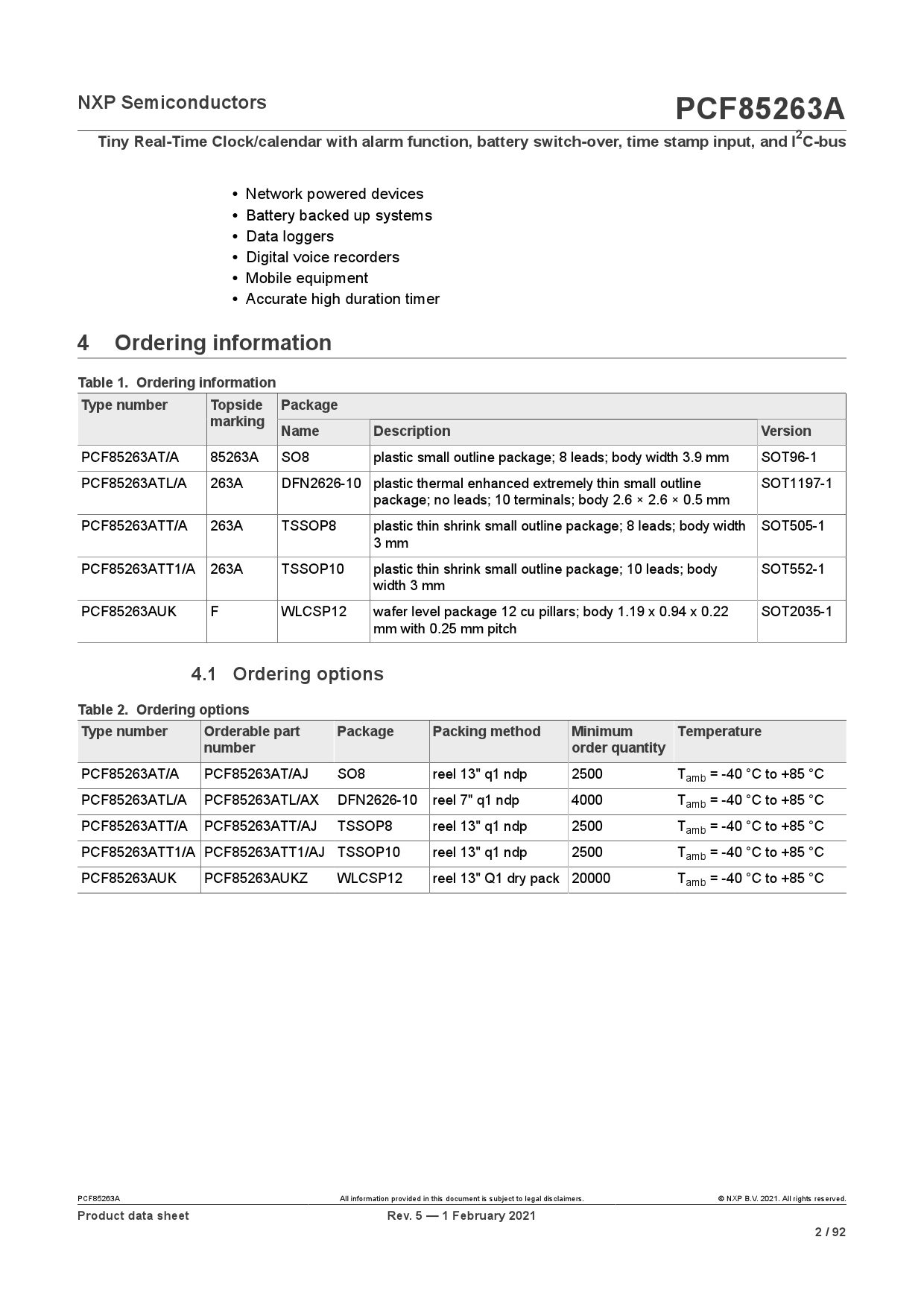 PCF85263ATT/AJ_（NXP(恩智浦)）PCF85263ATT/AJ中文资料_价格_PDF手册-立创电子商城