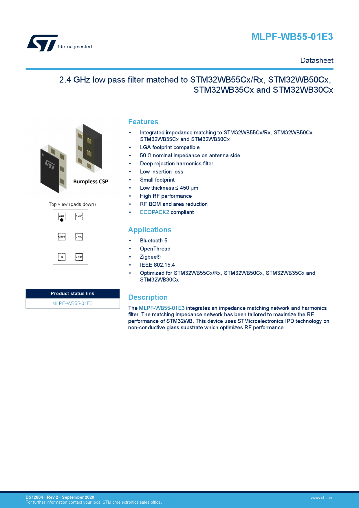MLPF-WB55-01E3_（ST(意法半导体)）MLPF-WB55-01E3中文资料_价格_PDF手册-立创电子商城
