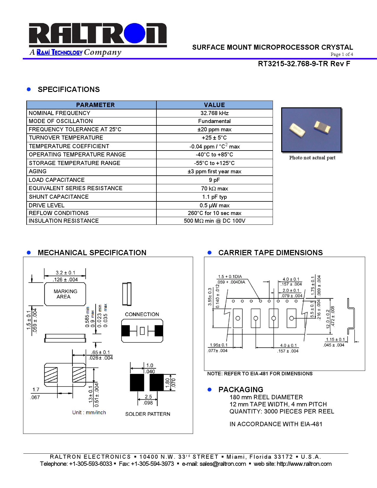 RT3215-32.768-9-TR_（RALTRON(美国纬创电子)）RT3215-32.768-9-TR中文资料_价格_PDF手册-立创电子商城