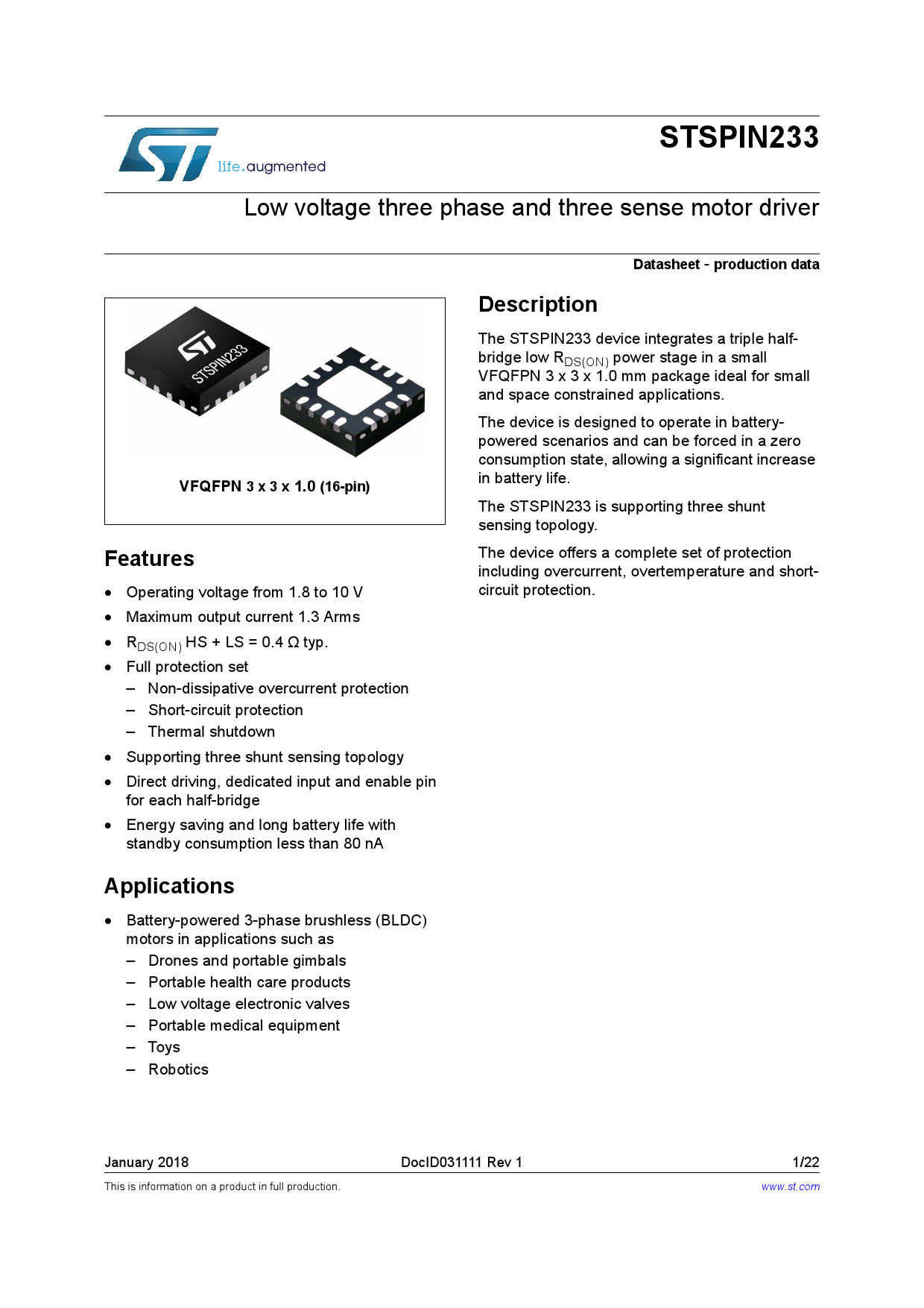 STSPIN233_（ST(意法半导体)）STSPIN233中文资料_价格_PDF手册-立创电子商城